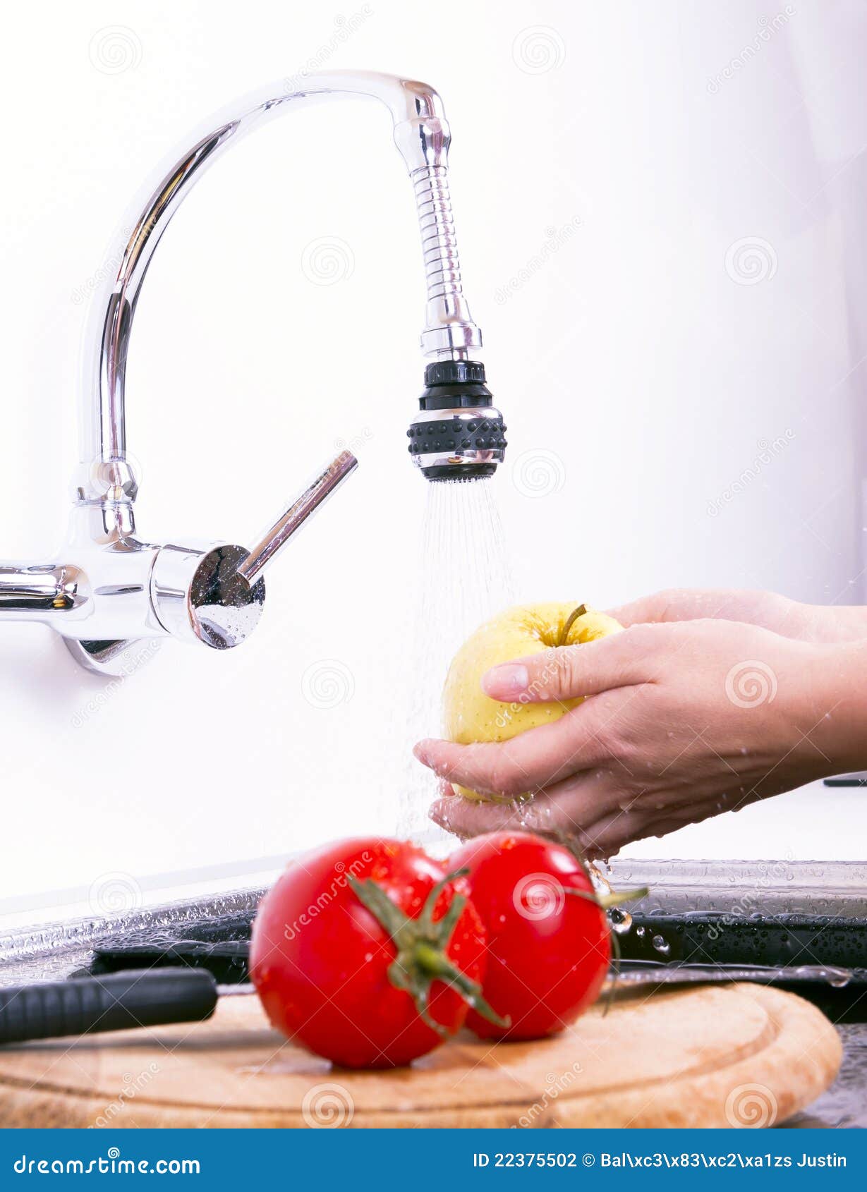Women Wash the Apples in the Kitchen. Stock Photo - Image of medicine ...