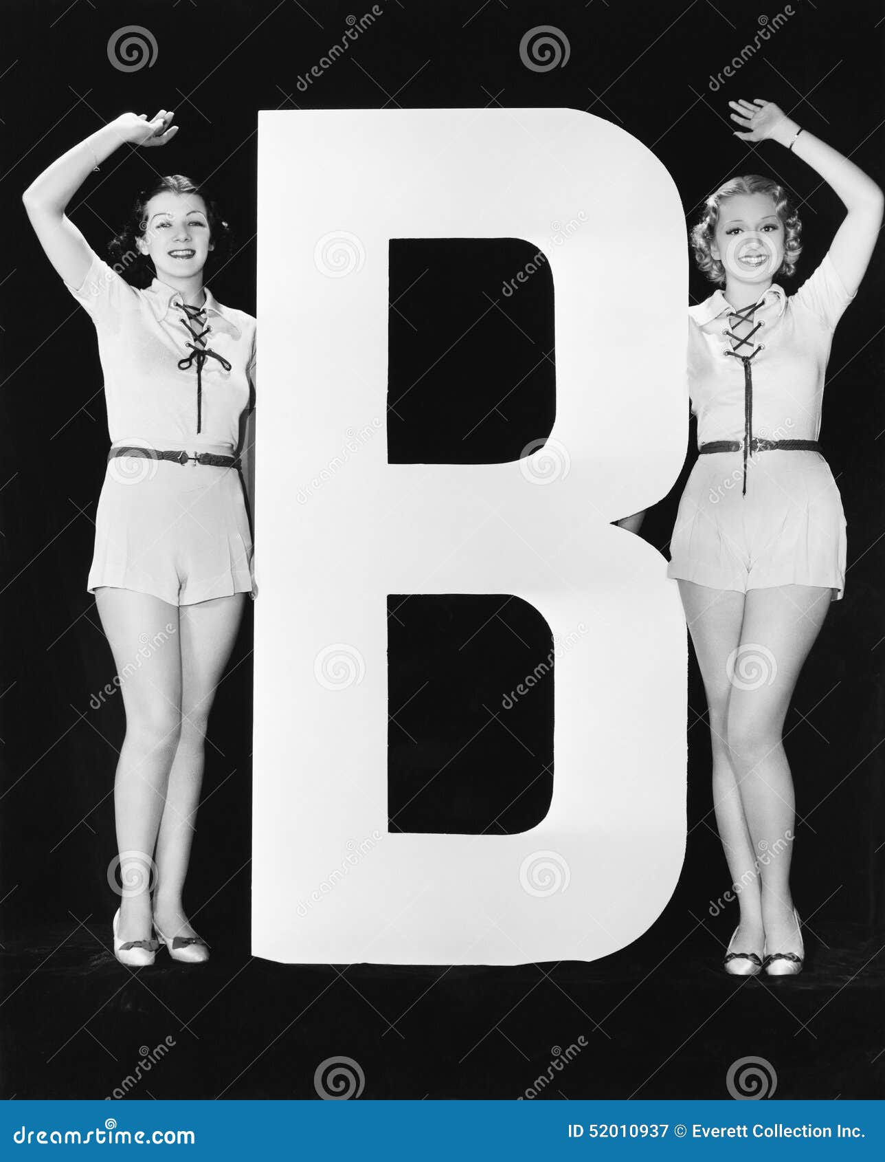 Women Waving with Huge Letter B Stock Image - Image of 2030, feminine ...