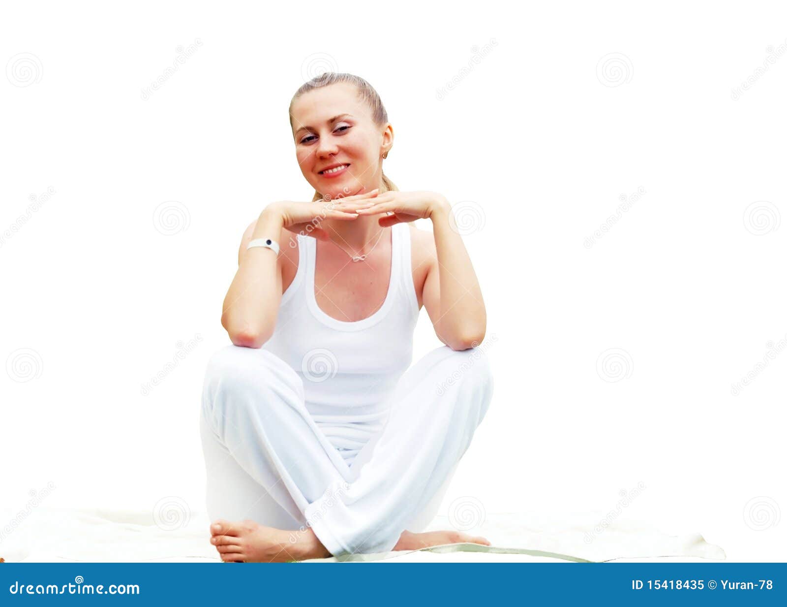 Women in White - Relaxation Stock Image - Image of exercise, feeling ...