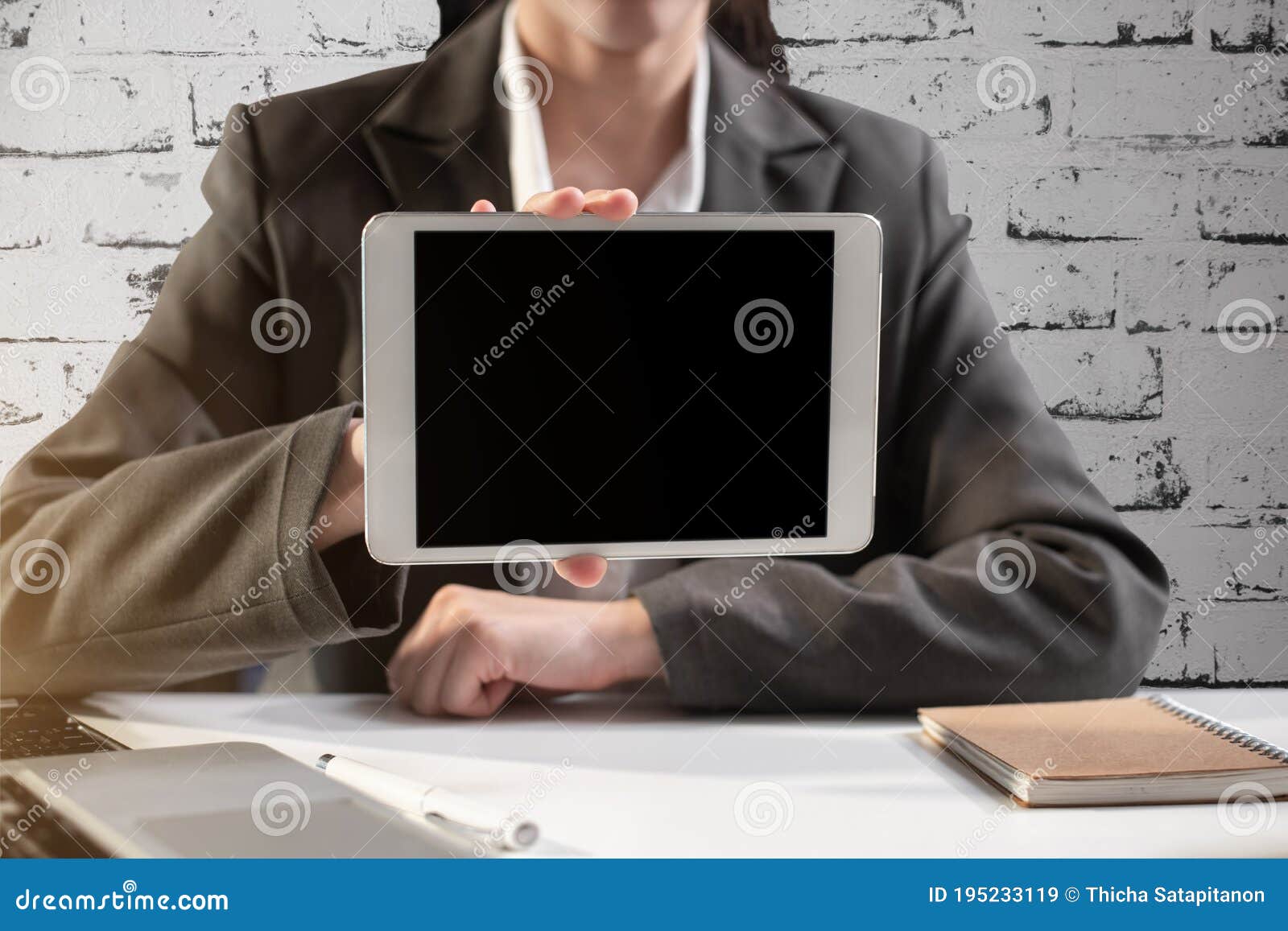 Women Work on Laptop on the Table at the Office. Stock Image - Image of ...