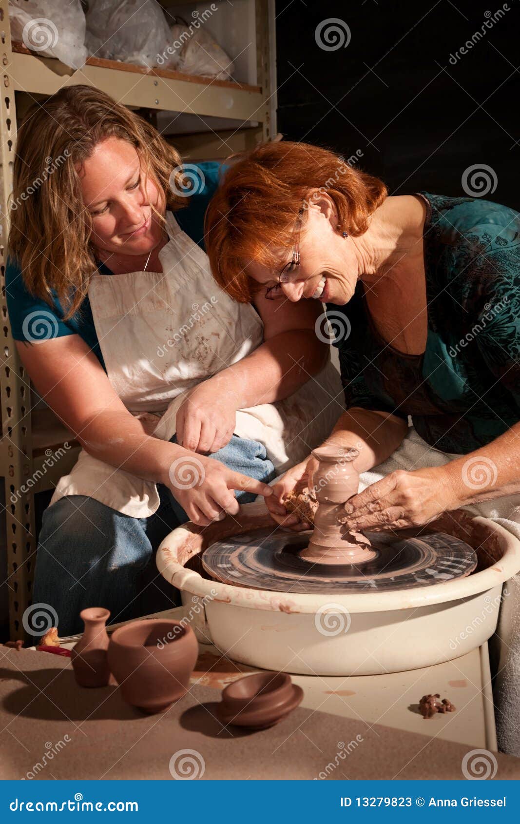Women working with clay stock image. Image of lady, rotate - 13279823