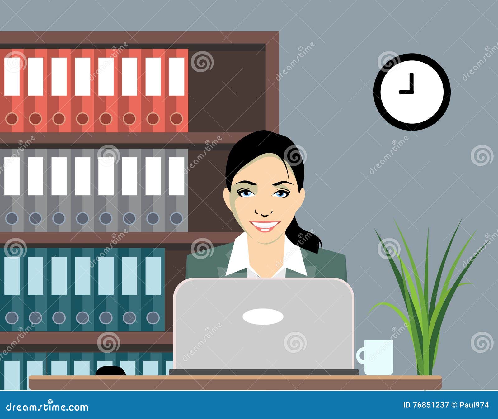 Women Working on the Computer Stock Vector - Illustration of computer ...