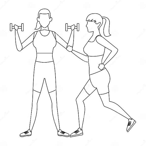 Women Working Out Stock Vector Illustration Of Body 142099790