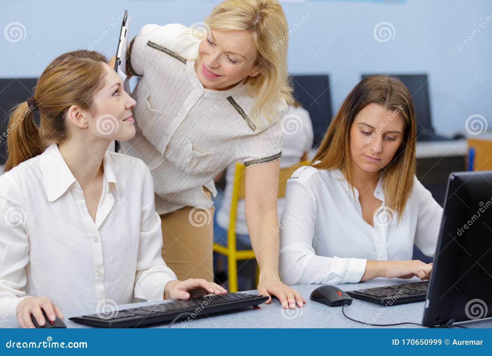 3 Women Working Together at Office Stock Image - Image of attractive ...