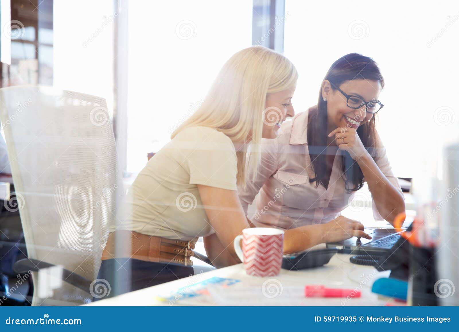 Women Working Together, Office Interior Stock Image - Image of ...