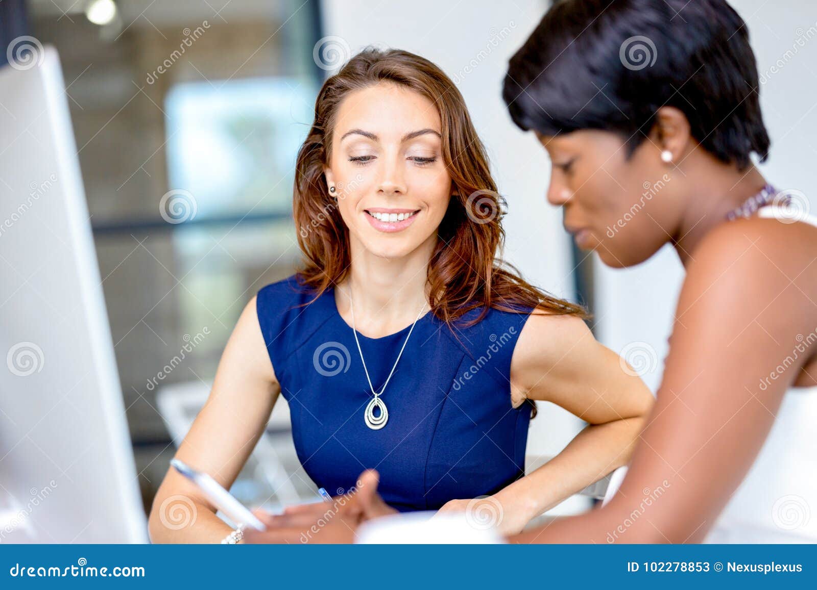Women Working Together, Office Interior Stock Image - Image of ...