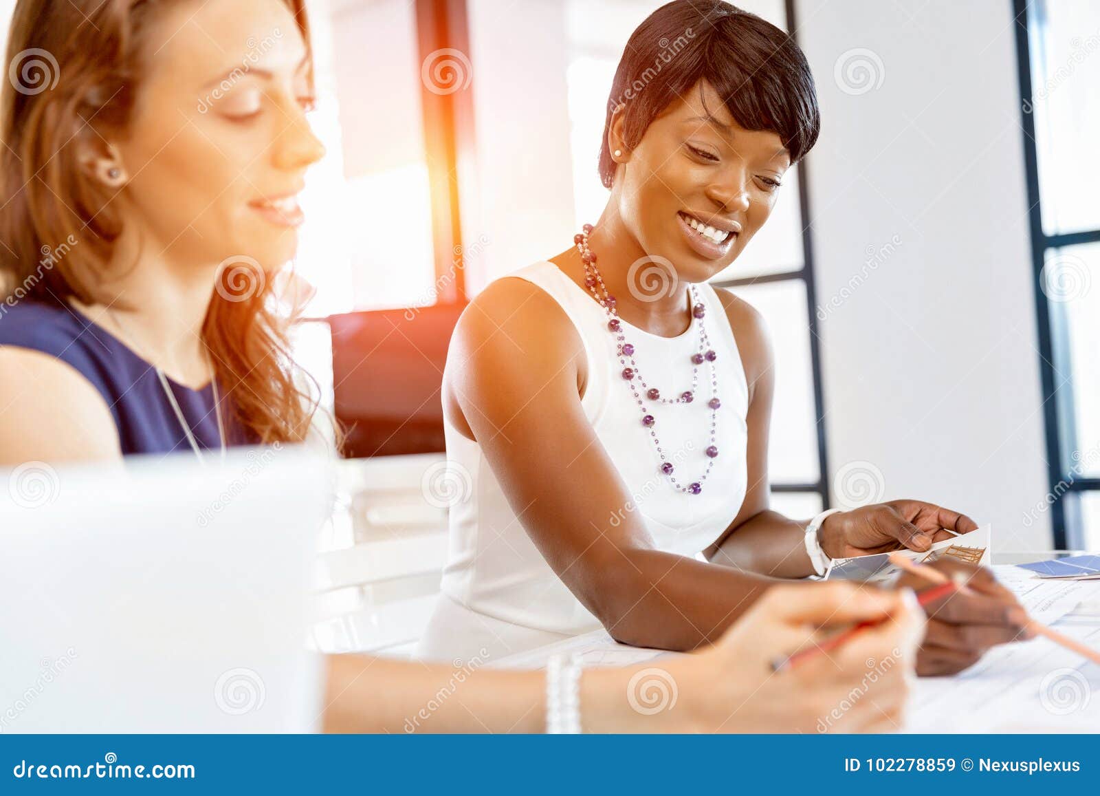 Women Working Together, Office Interior Stock Image - Image of female ...