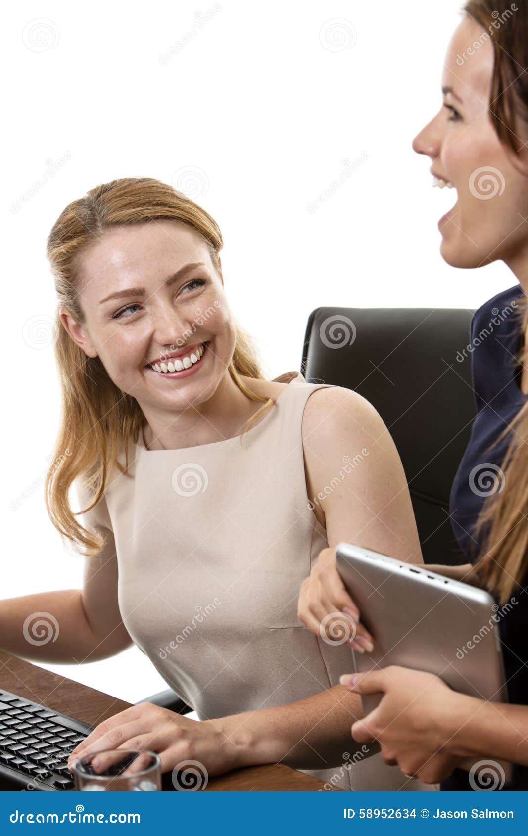 Women working together stock photo. Image of lady, computer - 58952634