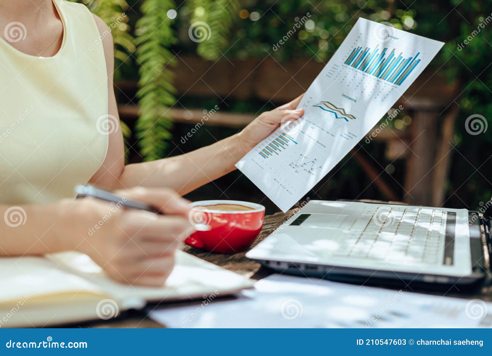 Women Writing Book on the Table Stock Image - Image of office, break ...