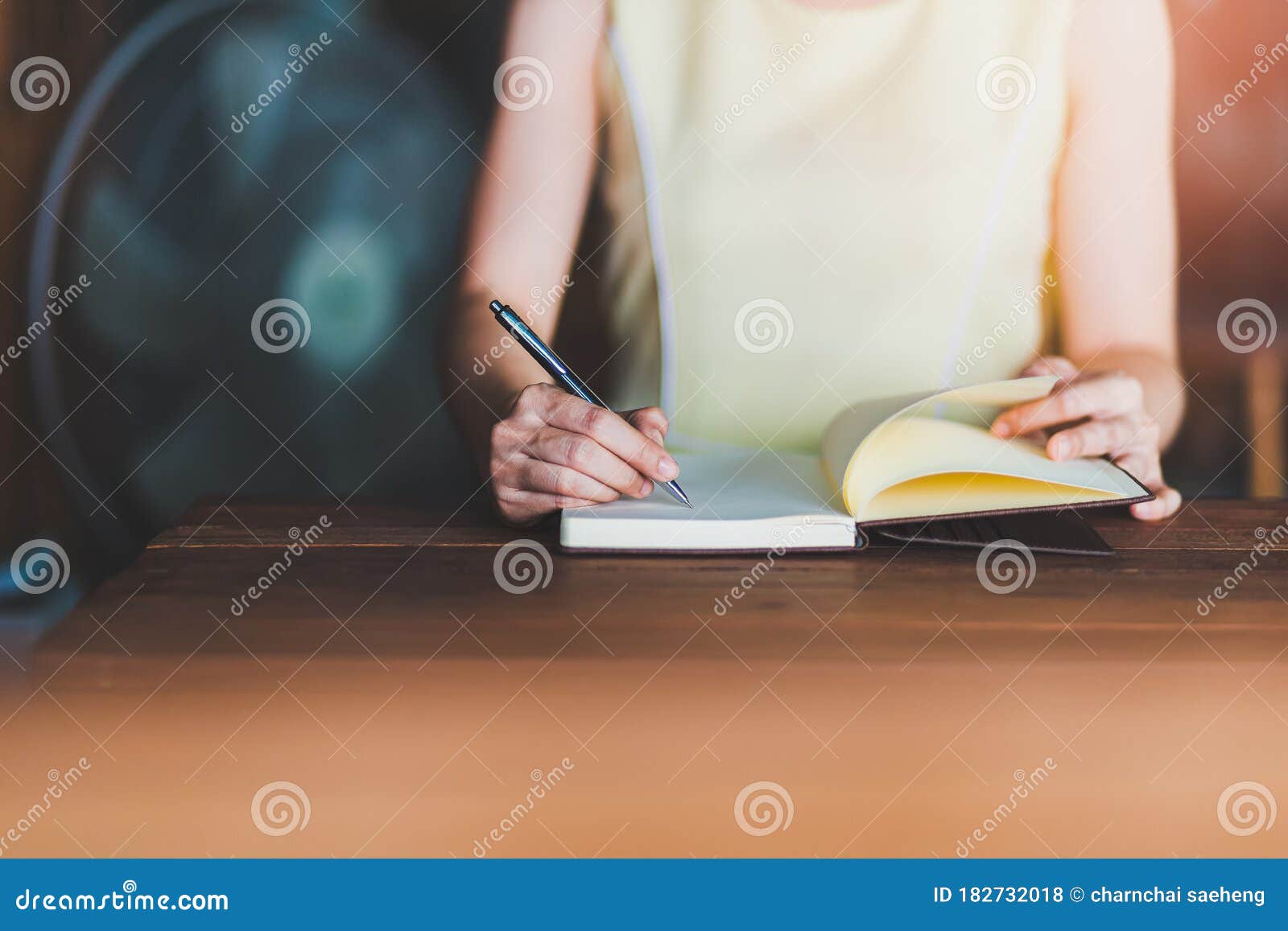 Women Writing Note Book on the Table Stock Photo - Image of freelancer ...