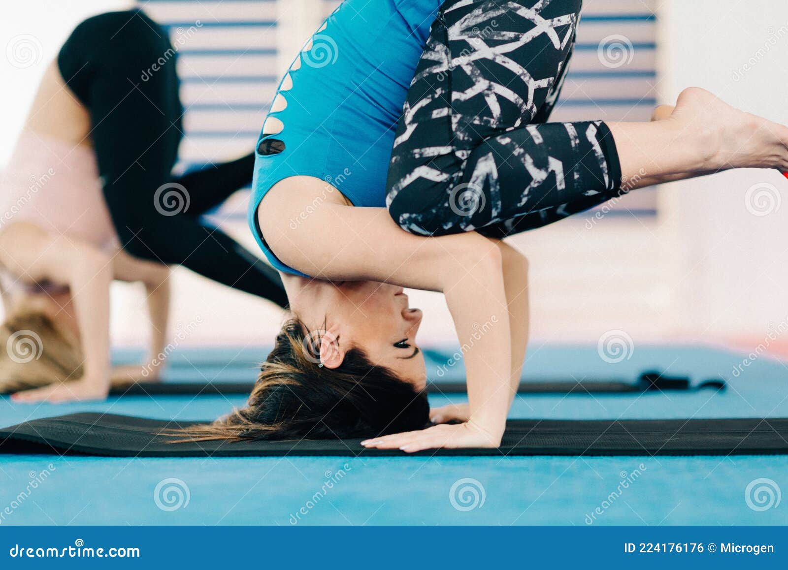 Women on Yoga Class, Crow Pose Stock Photo - Image of lotus, good ...