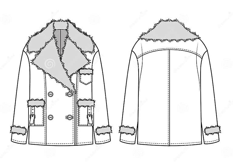 Womens Aviator and Fur Jacket CAD Drawing Stock Vector - Illustration ...
