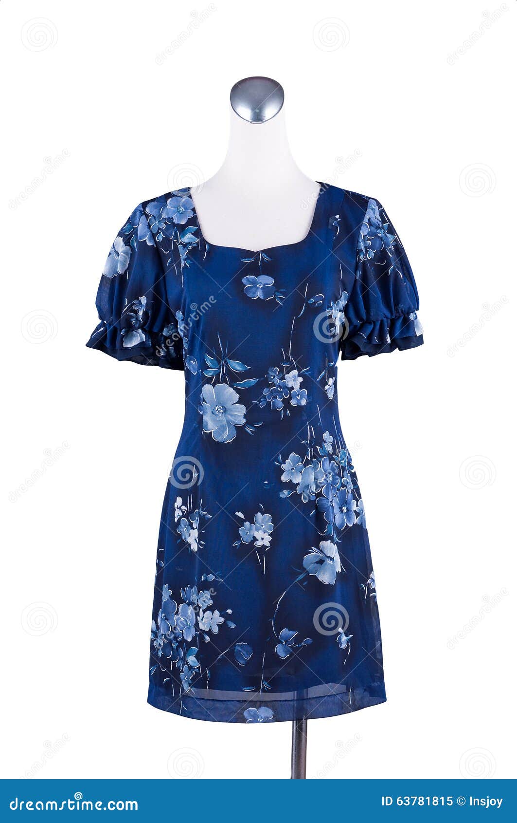 Womens Beautiful Blue Pattern Dress on Mannequin Stock Image - Image of ...