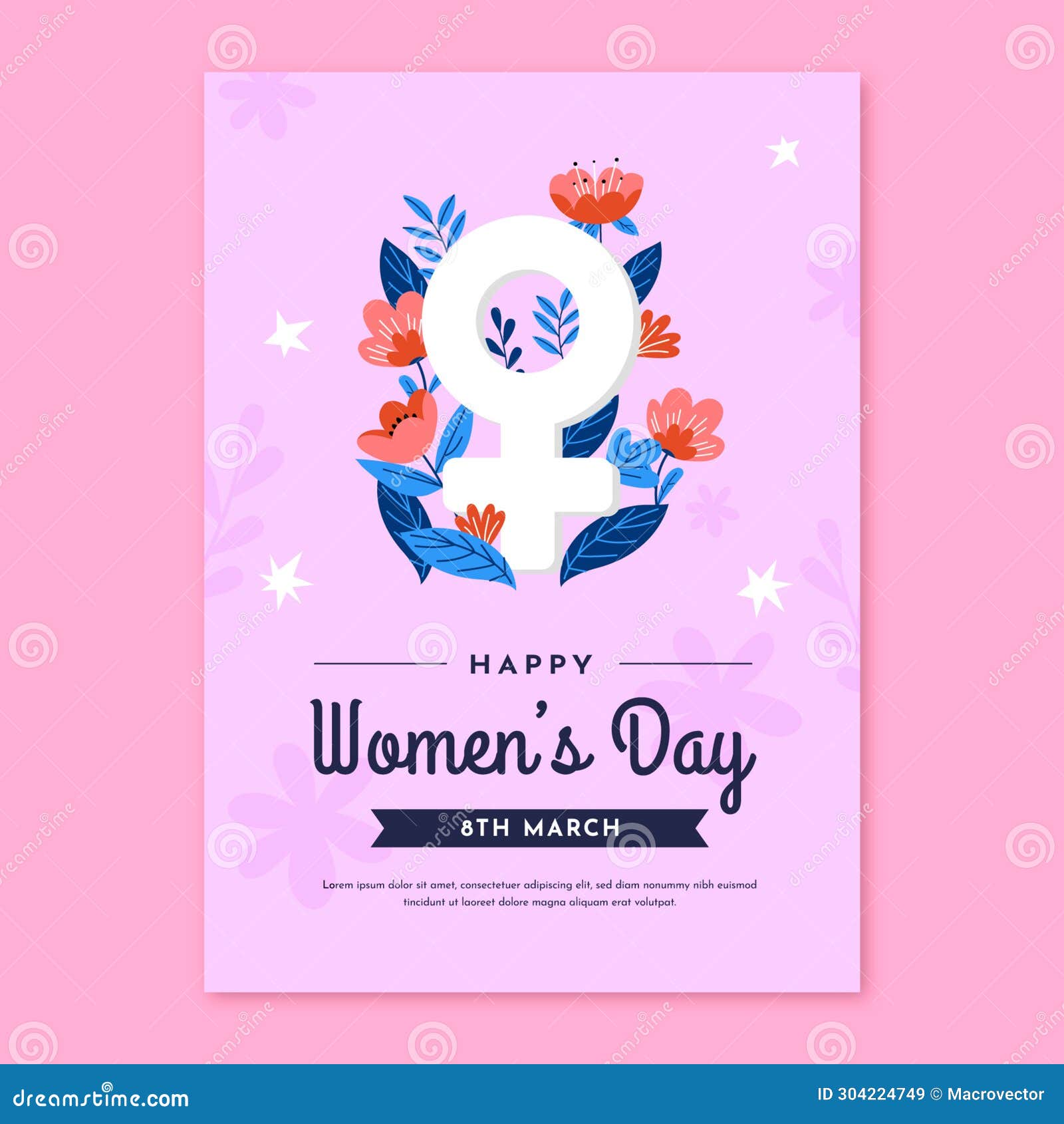 Womens Day Poster in Hand Drawn Style Stock Illustration - Illustration ...
