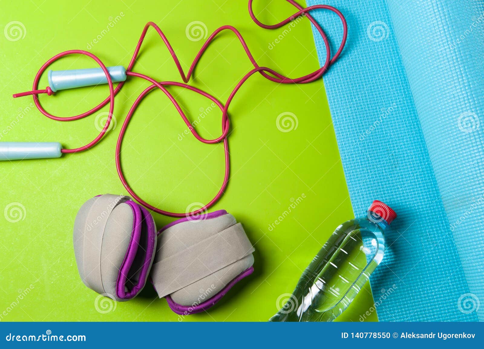 Womens Gymnastics Set with Jumping Rope Stock Photo - Image of water ...