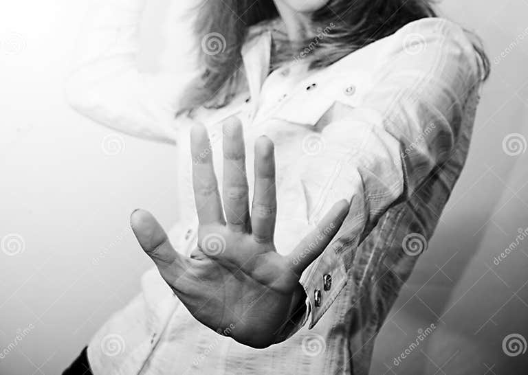 Womens hand say STOP! stock image. Image of female, girl - 5147587