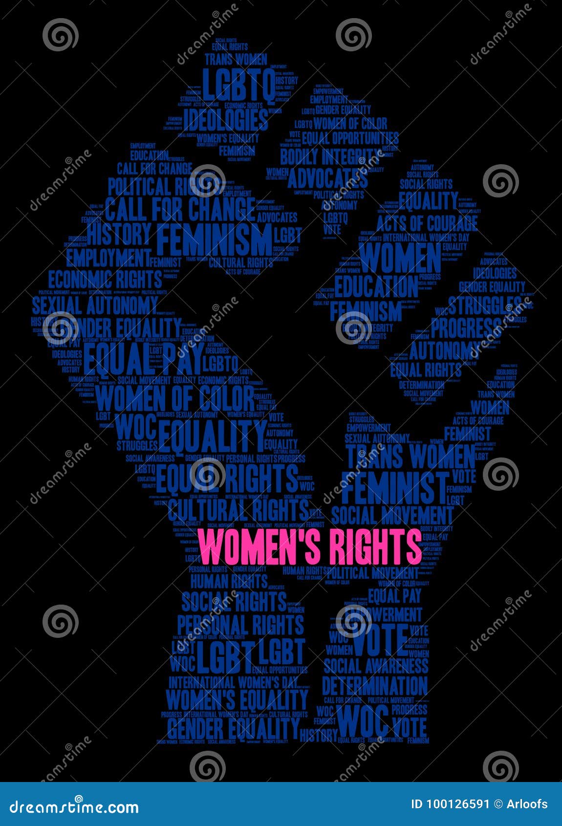 Womens Rights Are Human Rights Vector Illustration Print For T Shirts