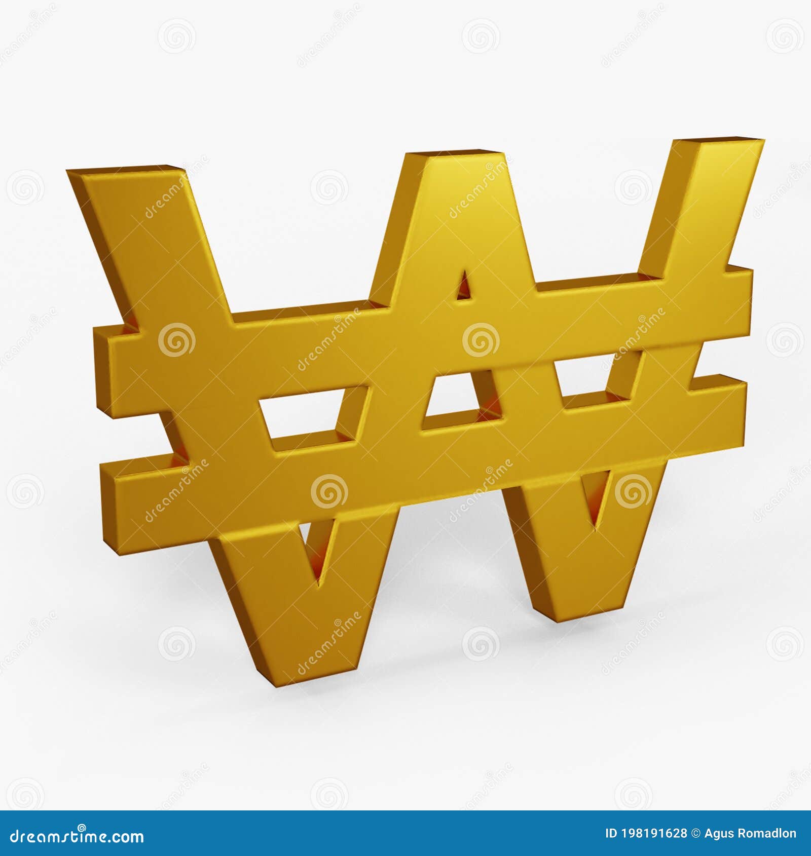 Won Icon Gold Color 3D Currency Symbols Stock Illustration ...