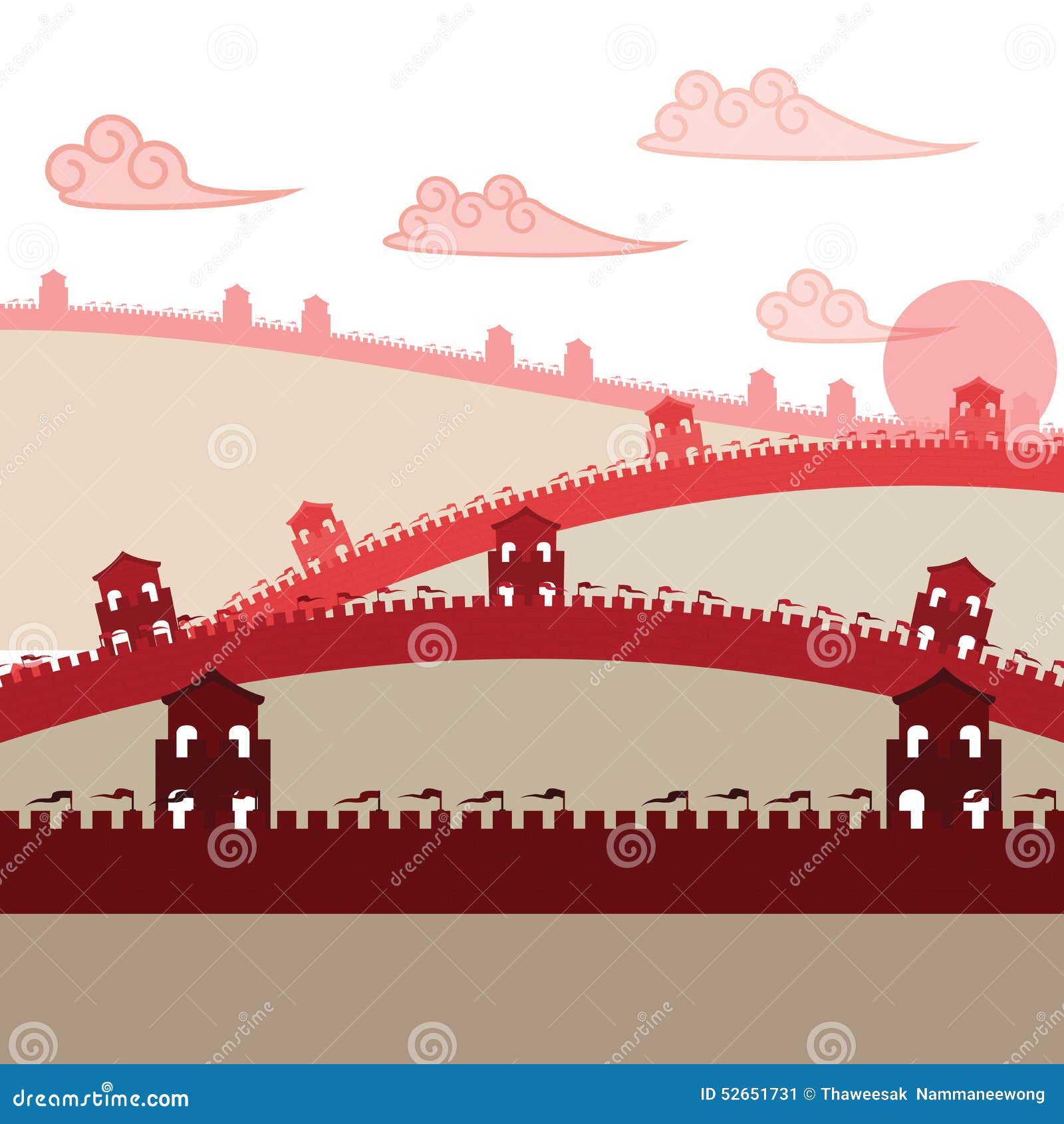 7 Wonder of the World Great Wall Stock Vector - Illustration of china ...