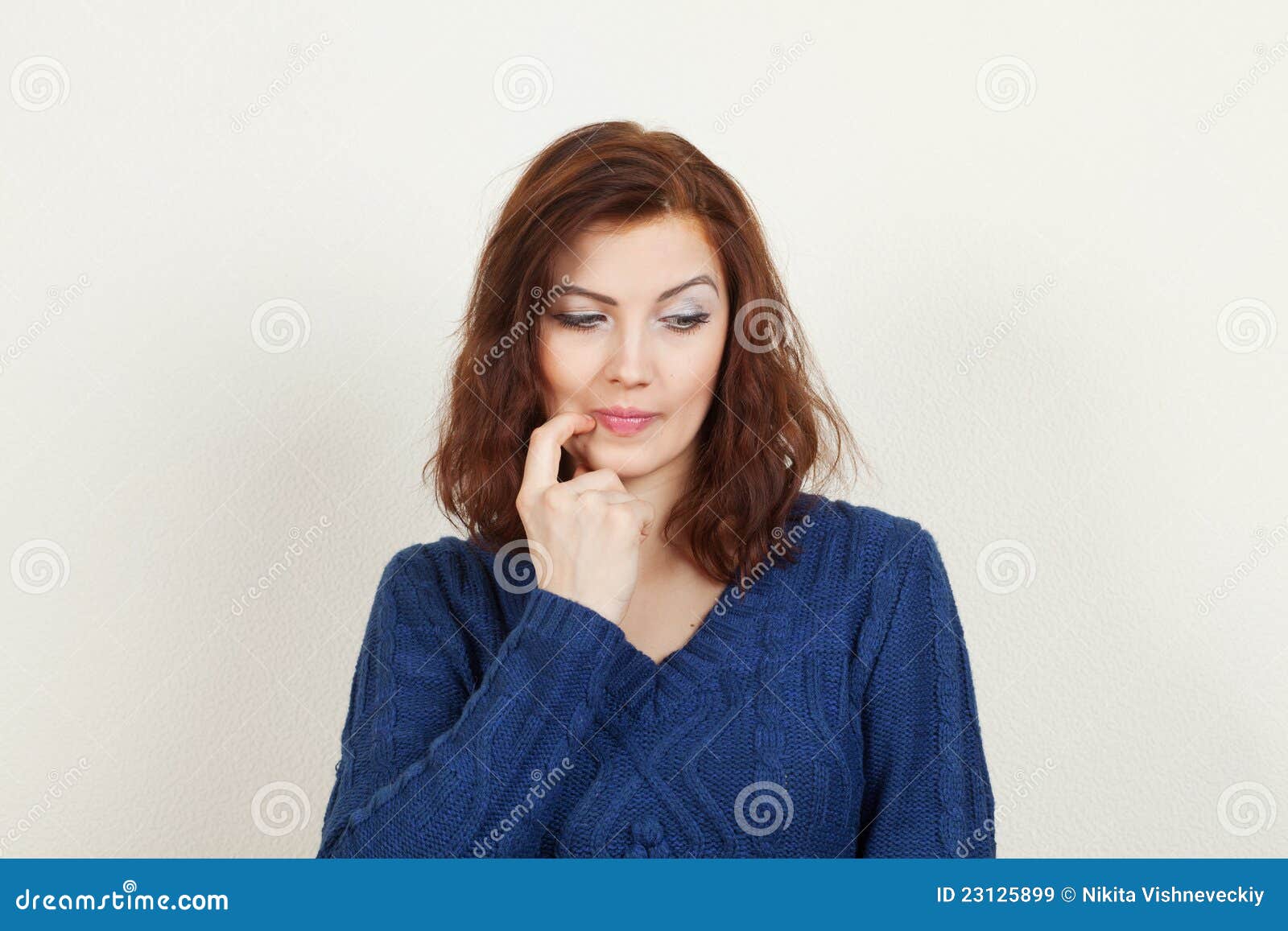 She wondered stock image. Image of blue, knitted, people - 23125899