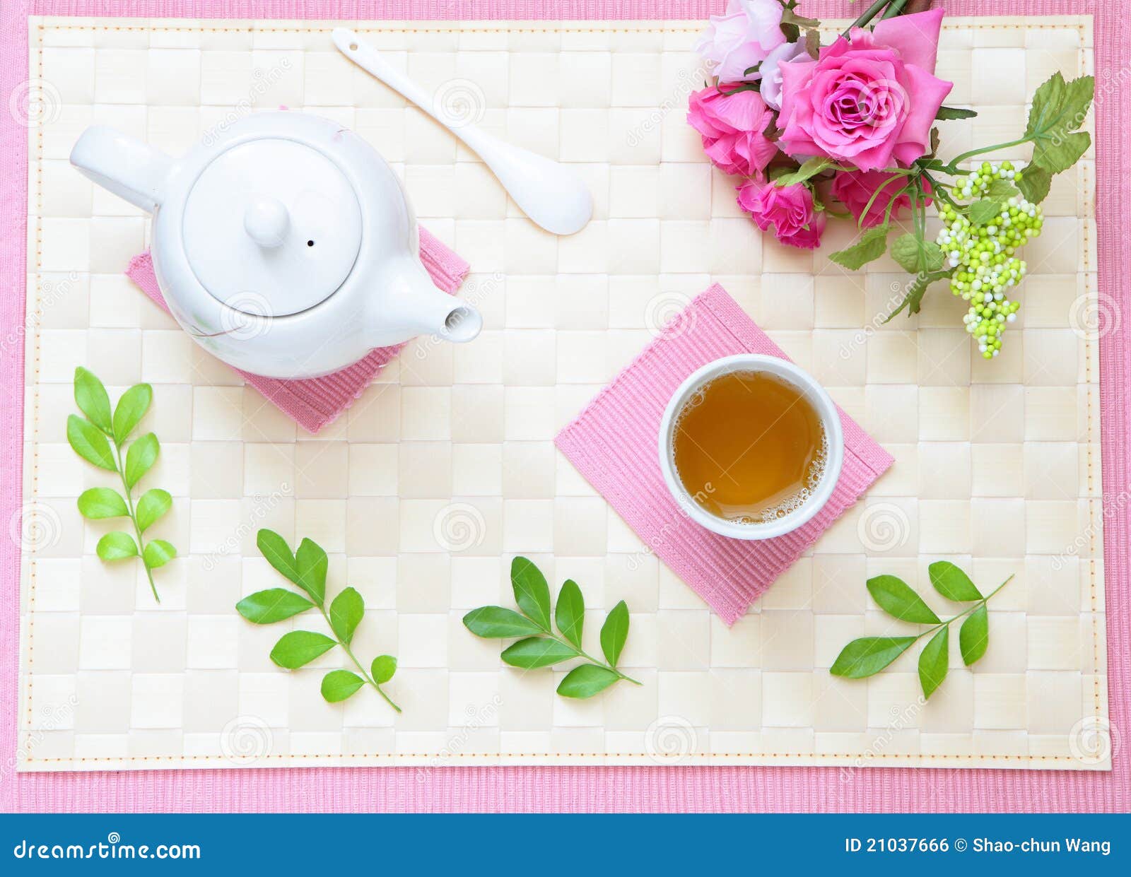 Wonderful Afternoon Tea with Teapot and Flowers Stock Photo - Image of ...