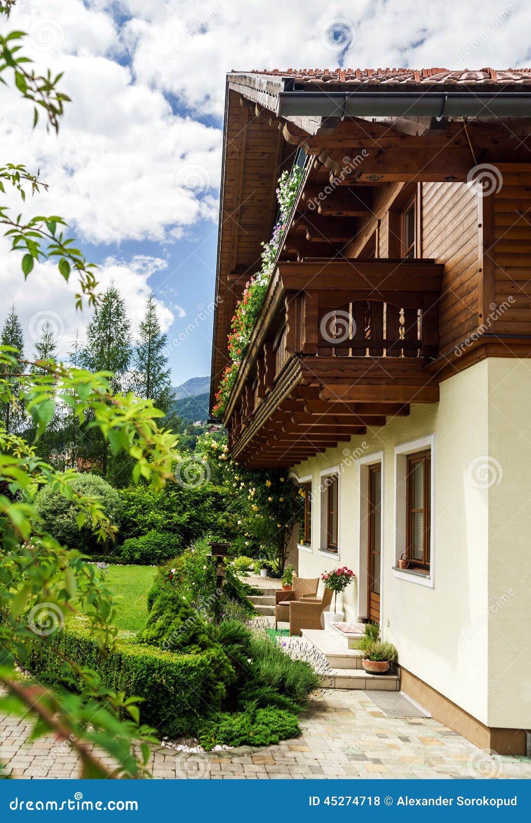 Wonderful Alpine Classic House Stock Photo - Image of home, classic ...