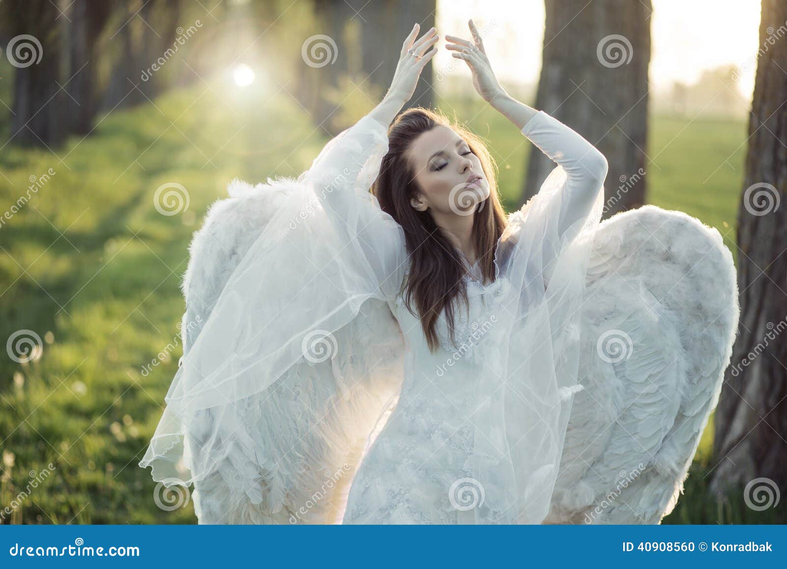 Wonderful Angel Dancing in the Forest Stock Photo - Image of religion ...