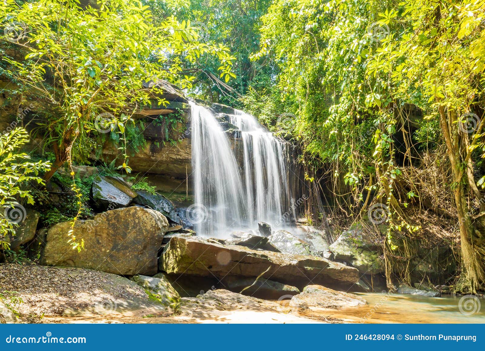 Wonderful Freshwater Waterfall in the Forest. Stock Photo - Image of ...