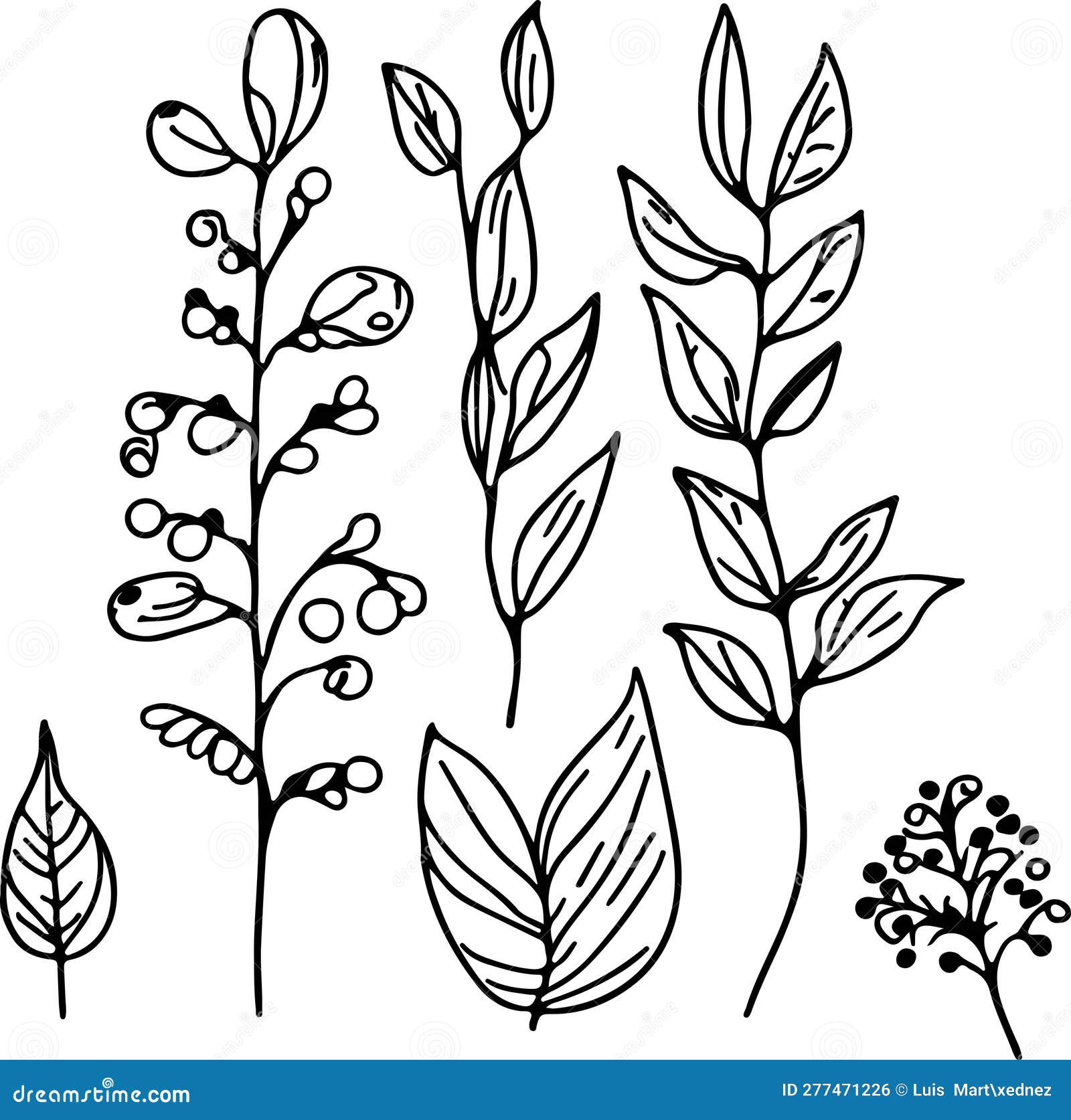Wonderful Hand Drawn Line Forest Flora Vector Stock Vector ...