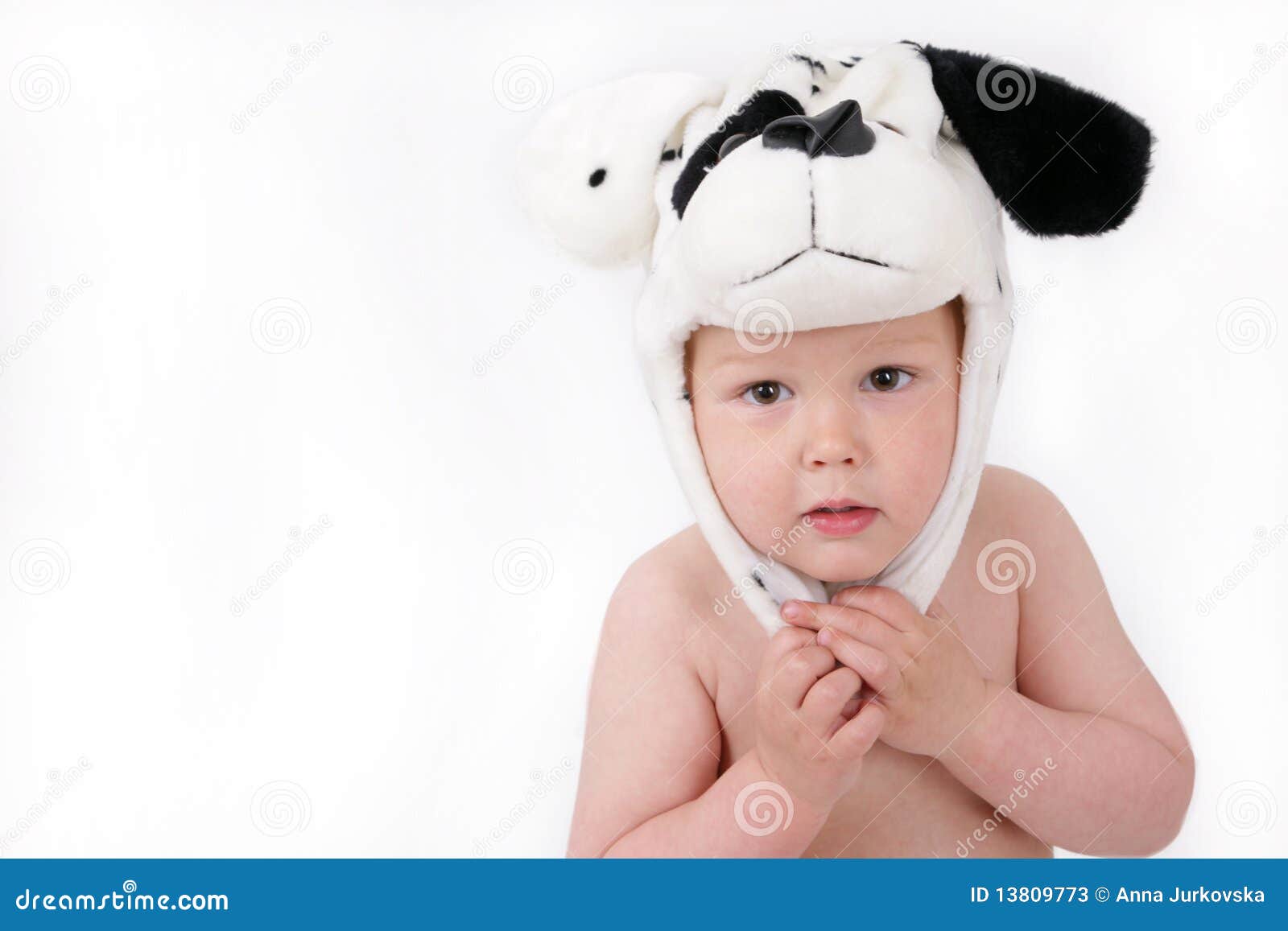 Wonderful Kid in Cap with Ears, Isolated on White Stock Image - Image ...