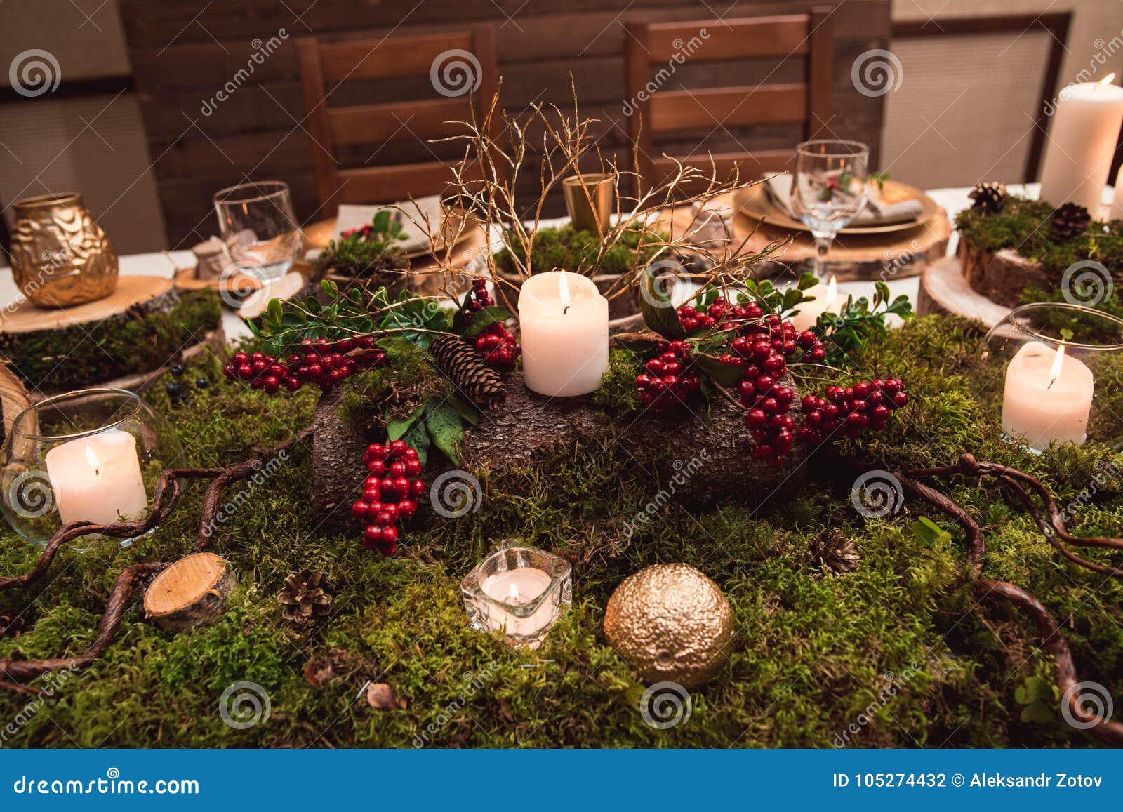 Beautiful Rustic Decor of Wedding Table Stock Photo - Image of arranged ...