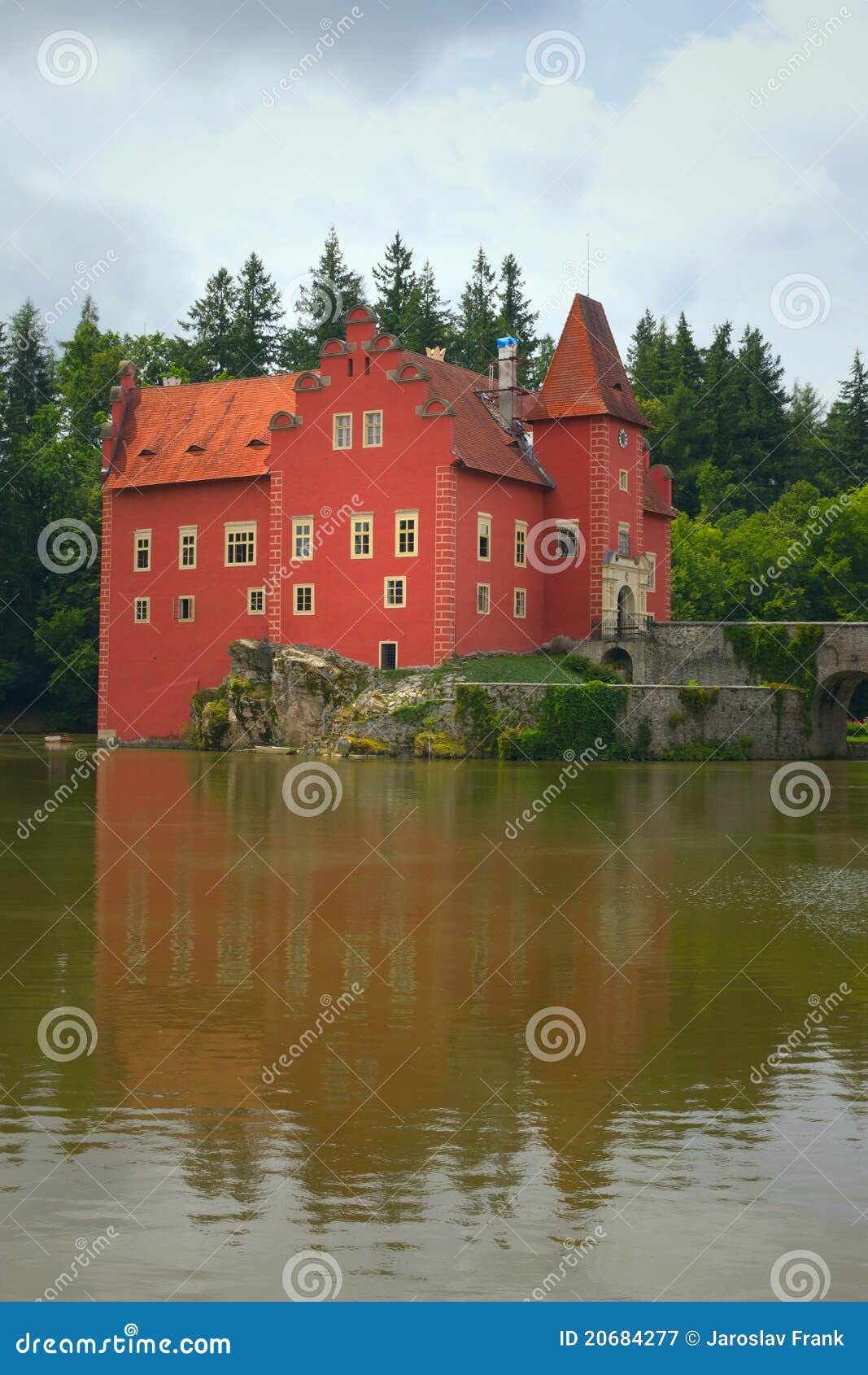 Wonderful Red Castle on the Lake (vertically) Stock Image - Image of ...