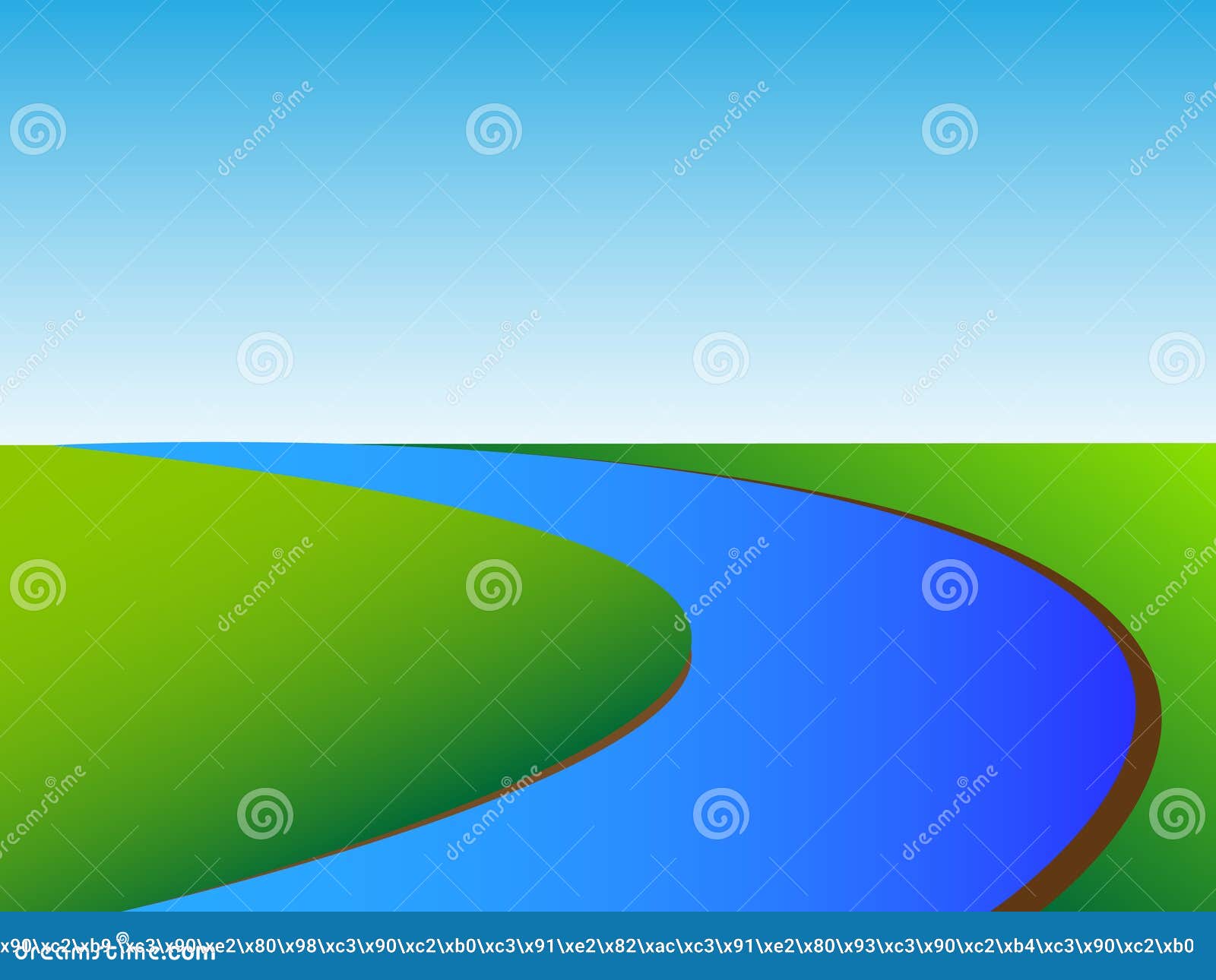 A Wonderful Simple Design of a Clean Blue River with Meadows Stock ...