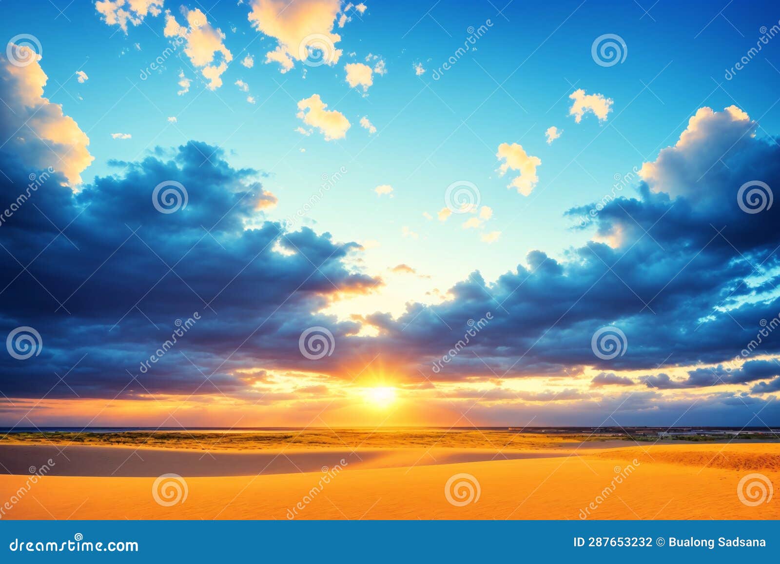 A Wonderful Sky with Sun Rise and Clouds. Stock Illustration ...