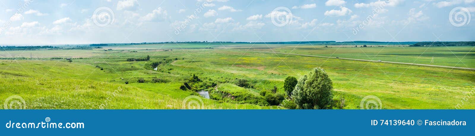Wonderful Summer Panoramic View of Fields and Motorway Stock Photo ...
