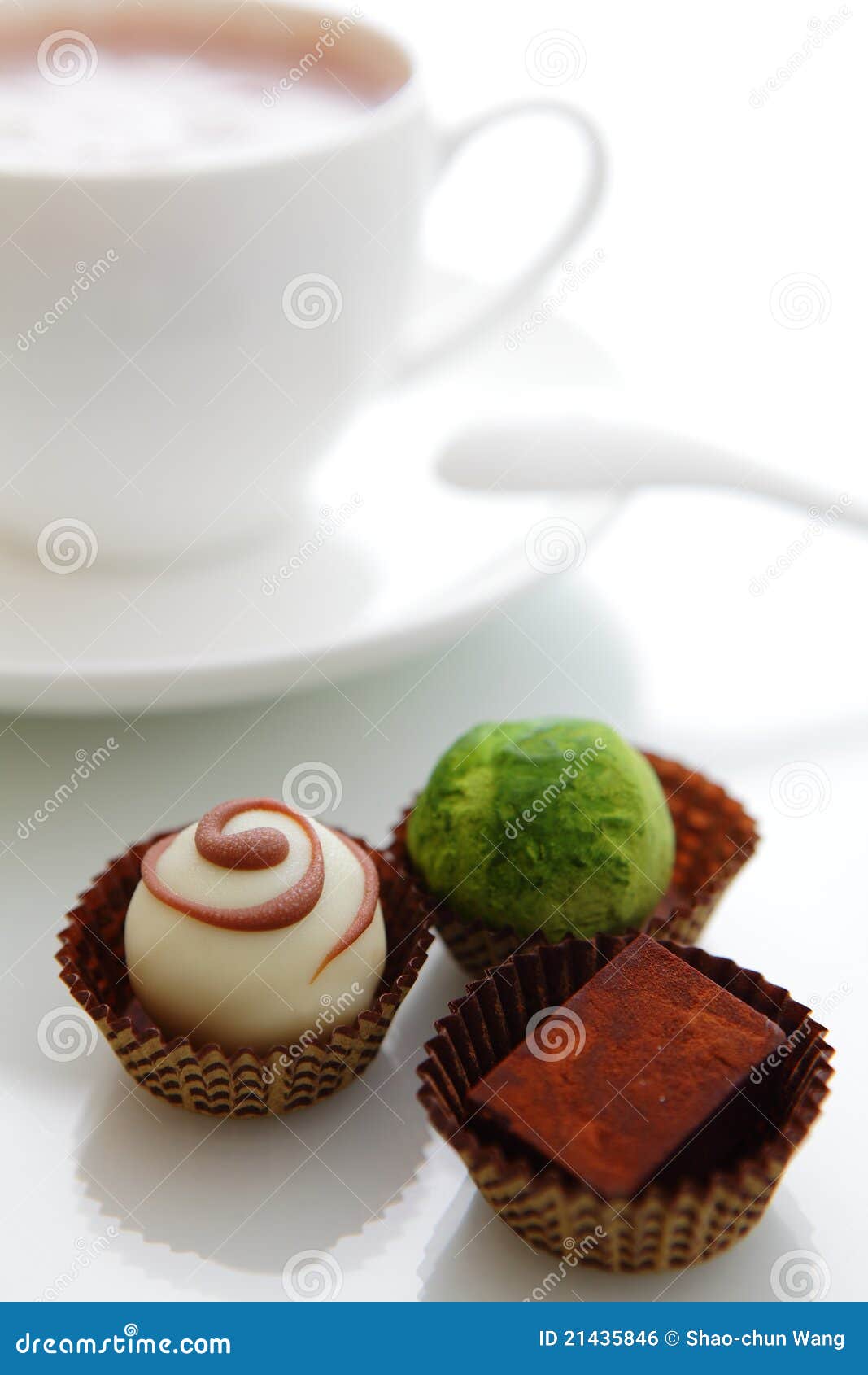 Wonderful Tea Time with Tasty Chocolate Stock Photo - Image of green ...