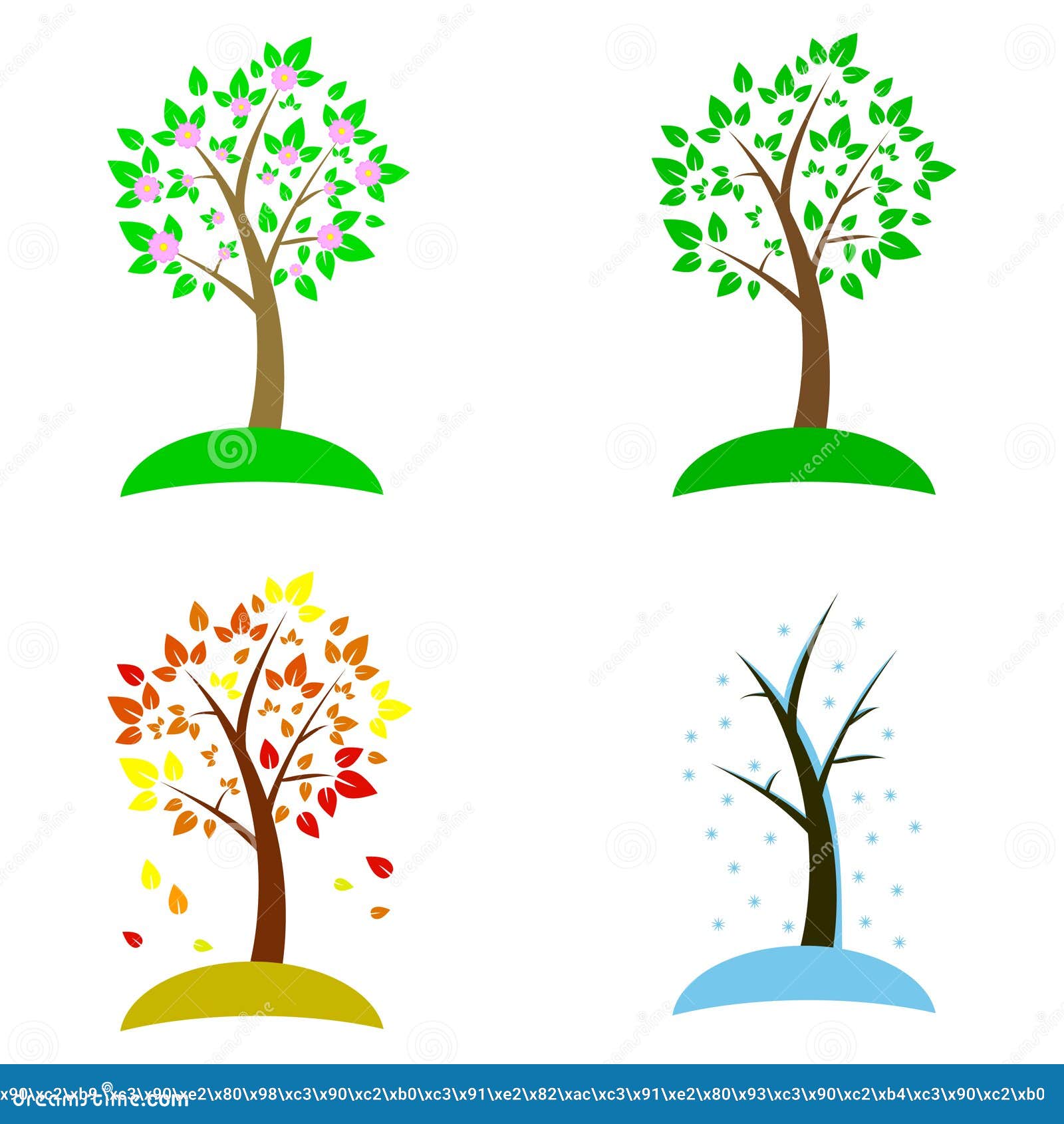 A Wonderful Tree Concept In Different Seasons On A Stock Vector ...