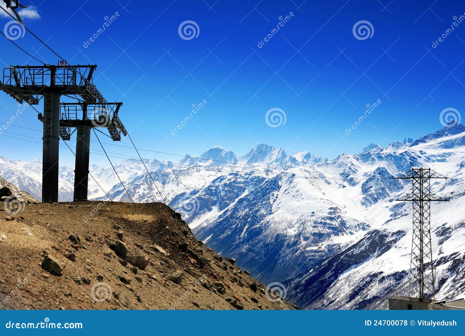 Wonderful View of the Cableway in the Mountains. Stock Photo - Image of ...