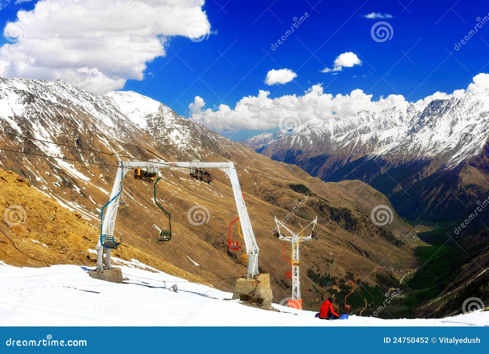 Wonderful View of the Cableway in the Mountains. Stock Photo - Image of ...