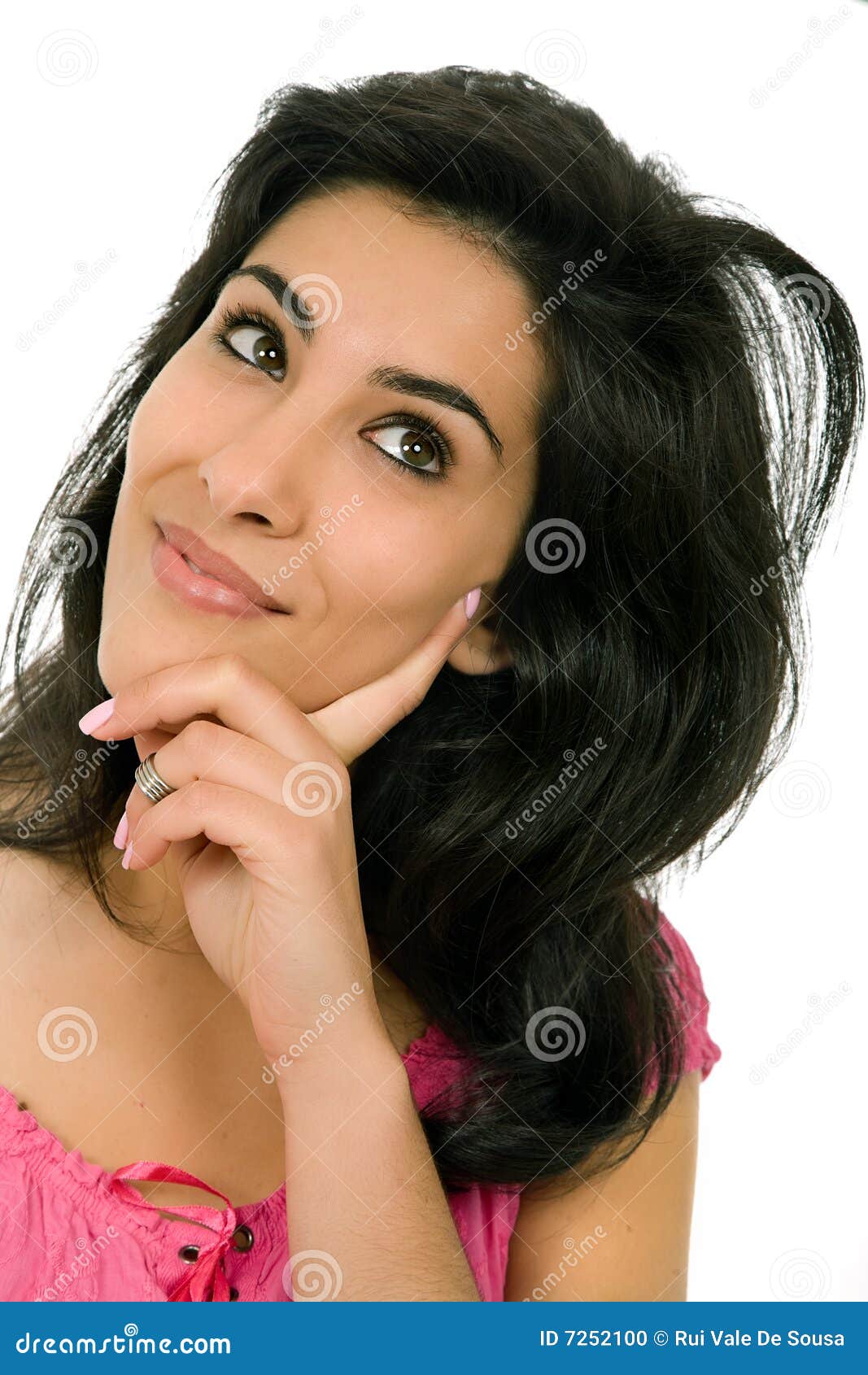 Wondering stock photo. Image of happy, attractive, brunette - 7252100