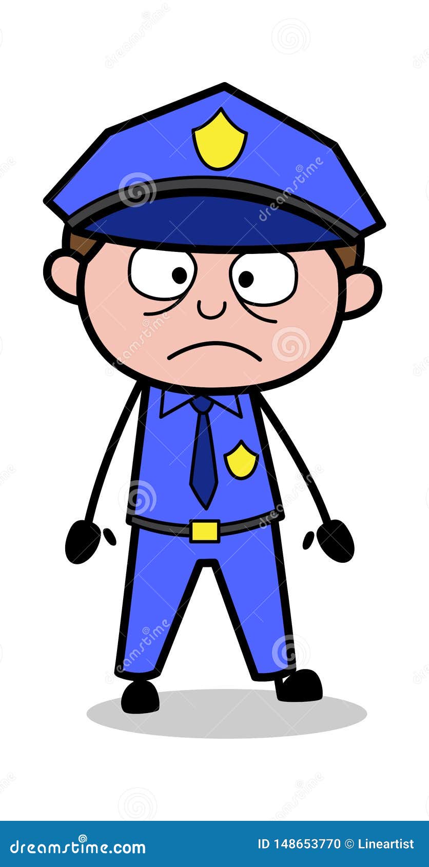 Wondering Expression - Retro Cop Policeman Vector Illustration Stock ...