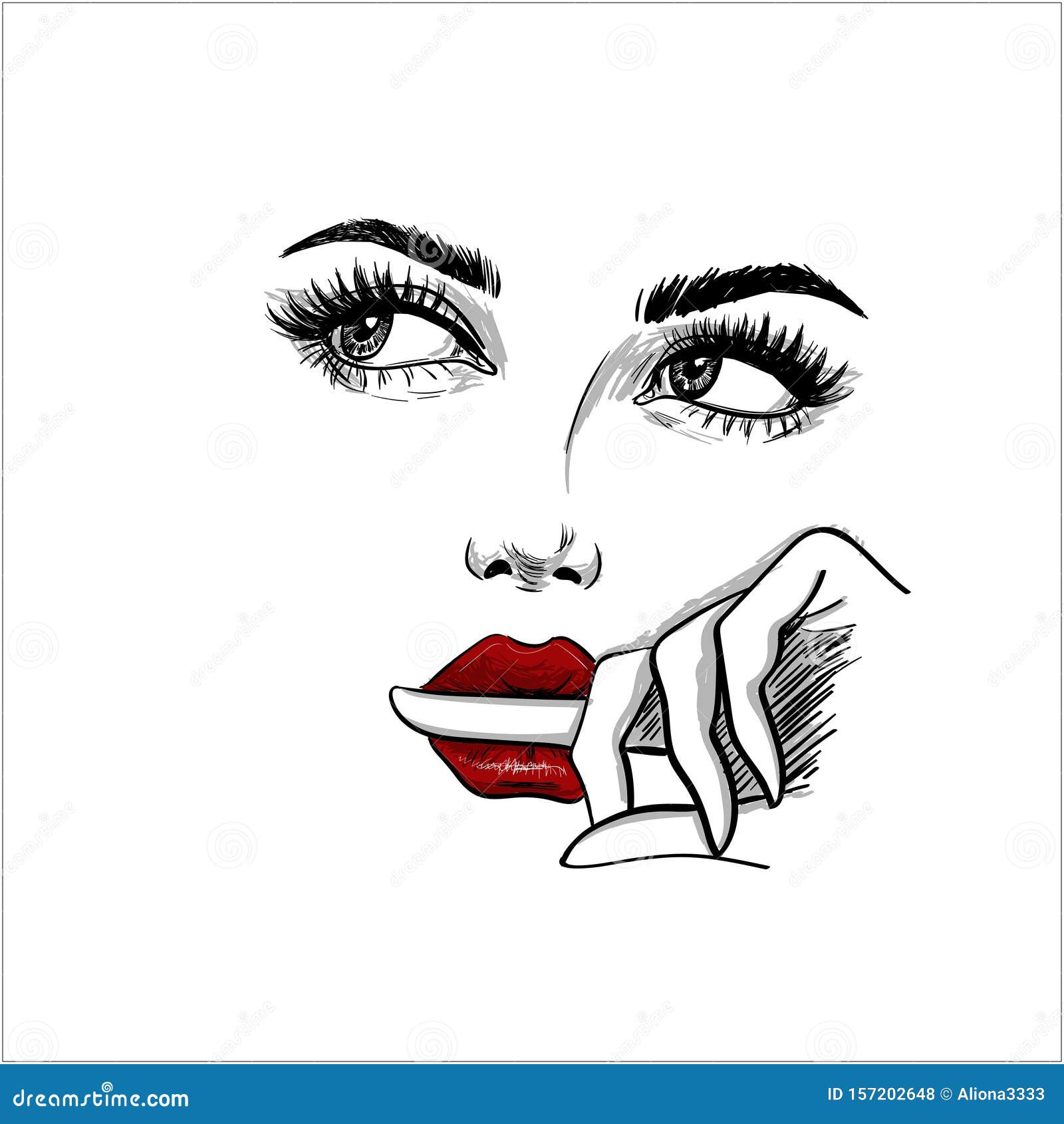 Wondering Face with Finger in the Lips Stock Vector - Illustration of ...