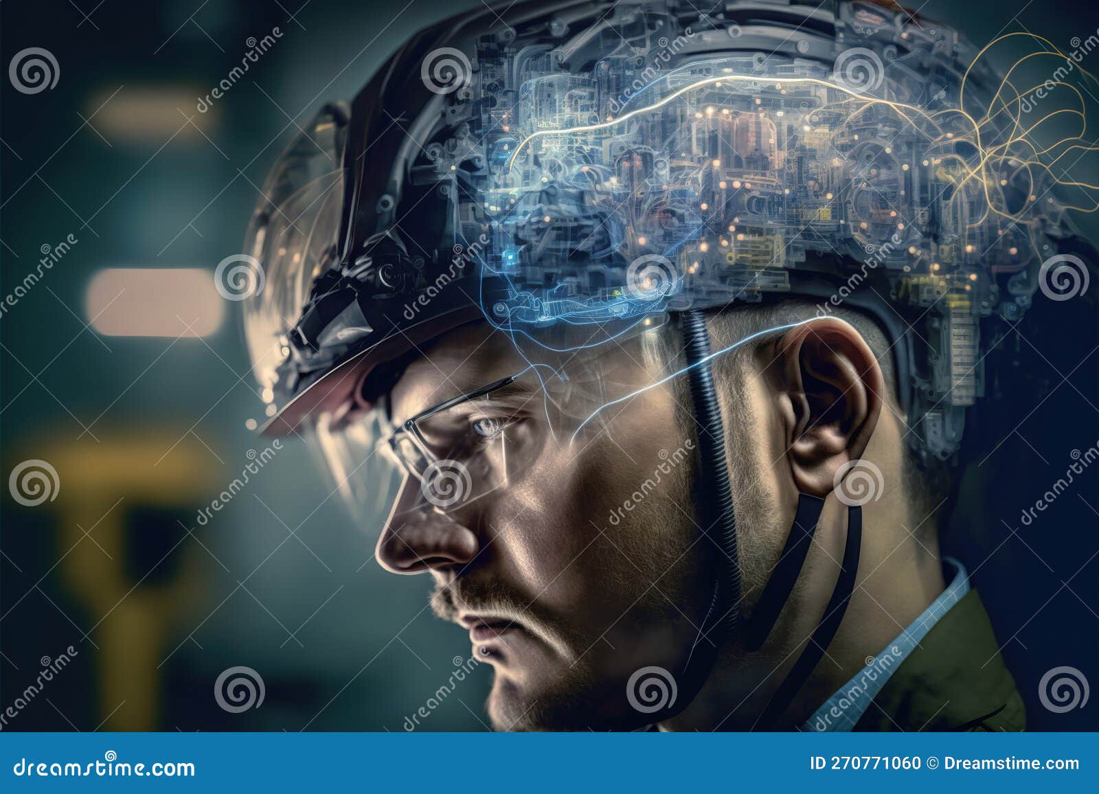 Wondrous Engineer Portrait and Electric Circuit or Wire Pattern Double ...