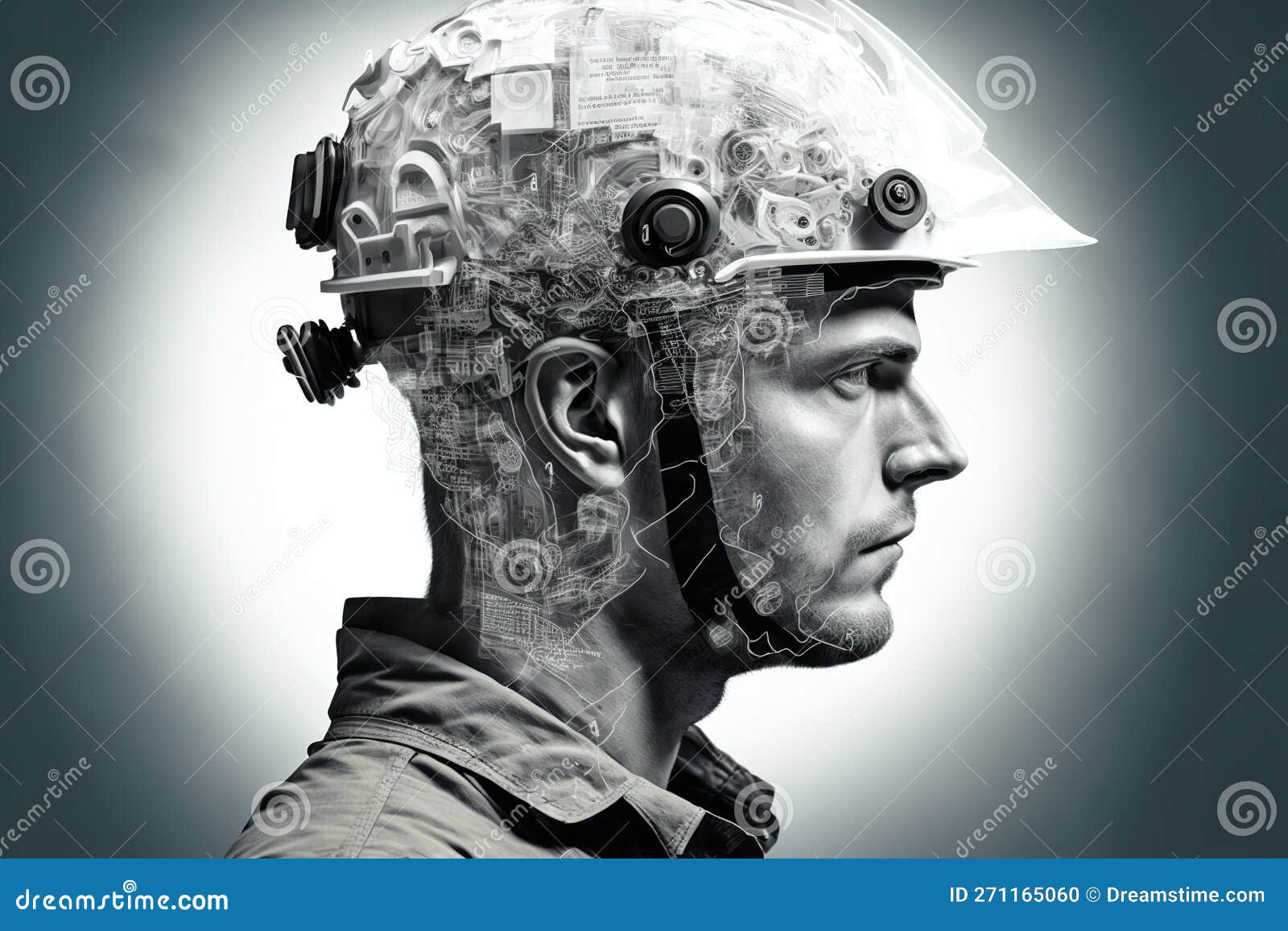 Wondrous Engineer Portrait and Electric Circuit or Wire Pattern Double ...