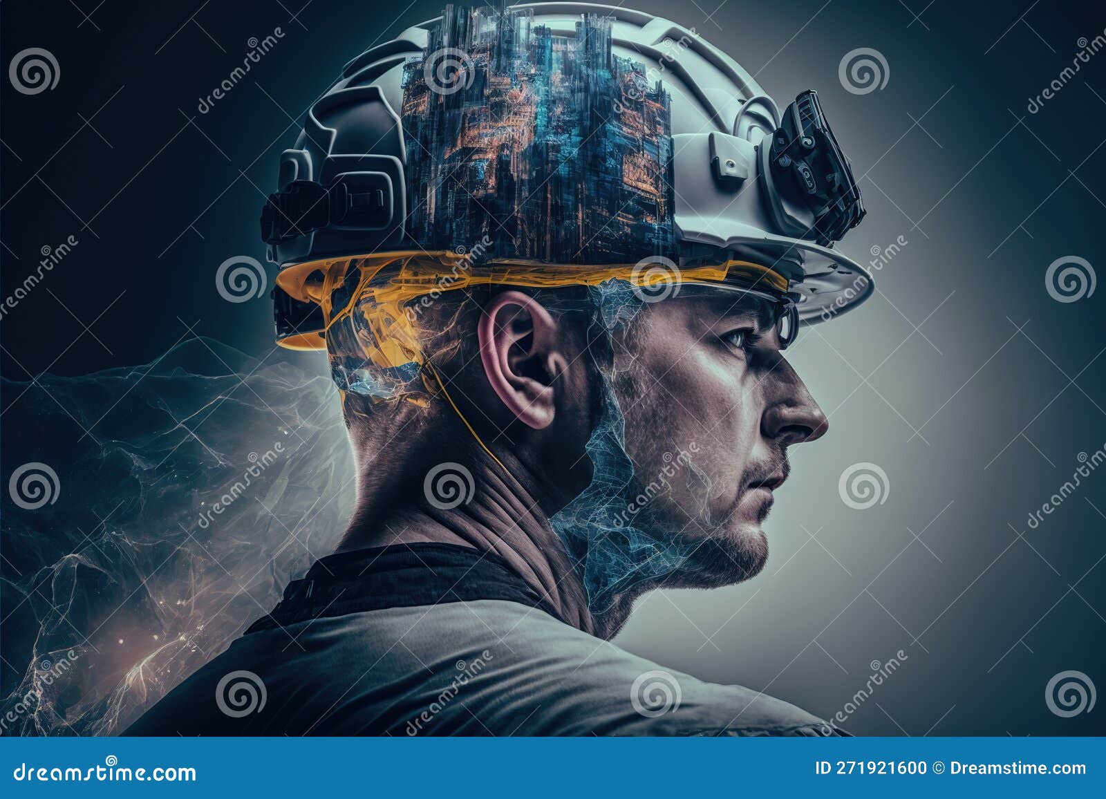 Wondrous Engineer Portrait and Electric Circuit or Wire Pattern Double ...