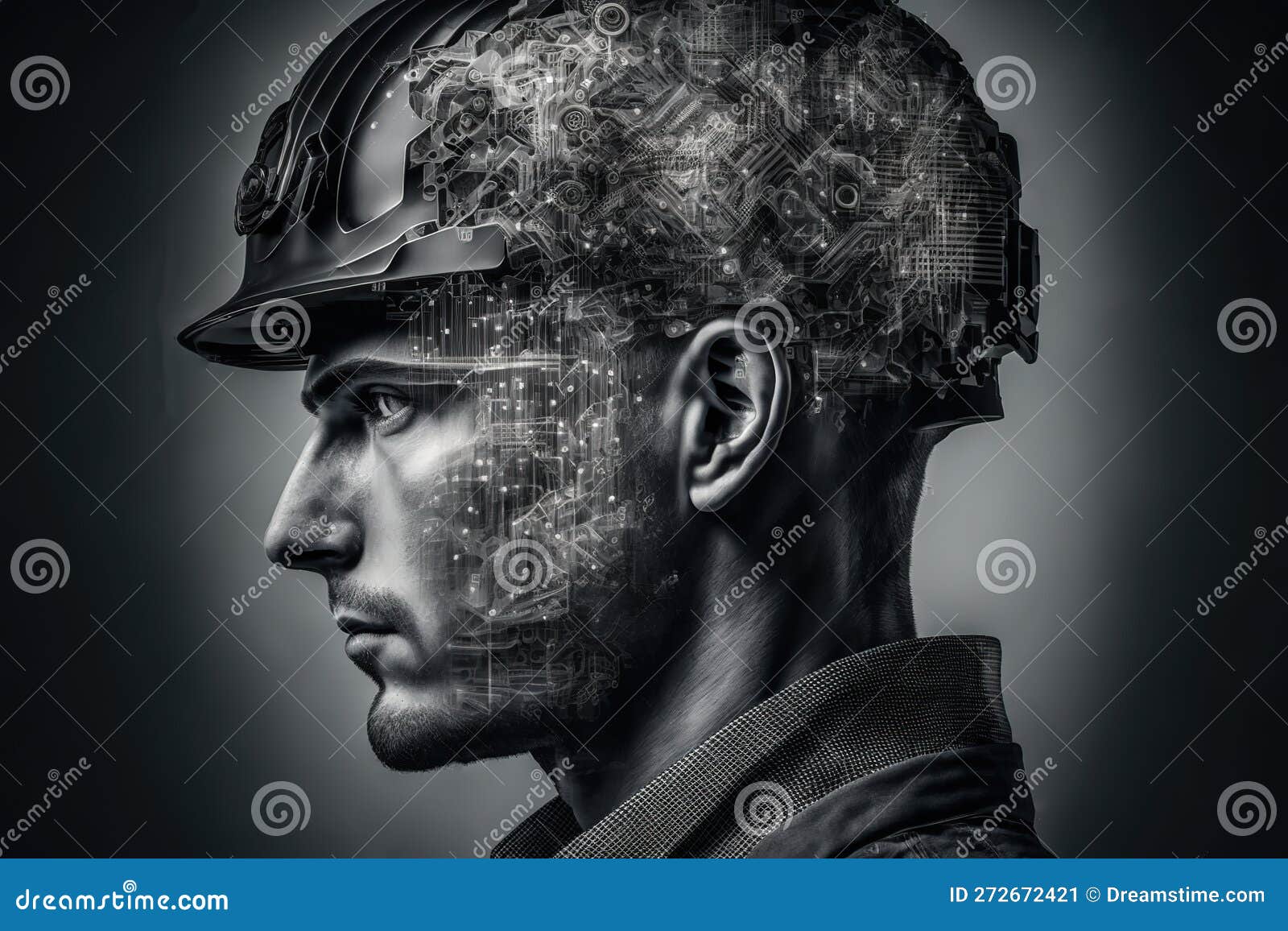 Wondrous Engineer Portrait and Electric Circuit or Wire Pattern Double ...