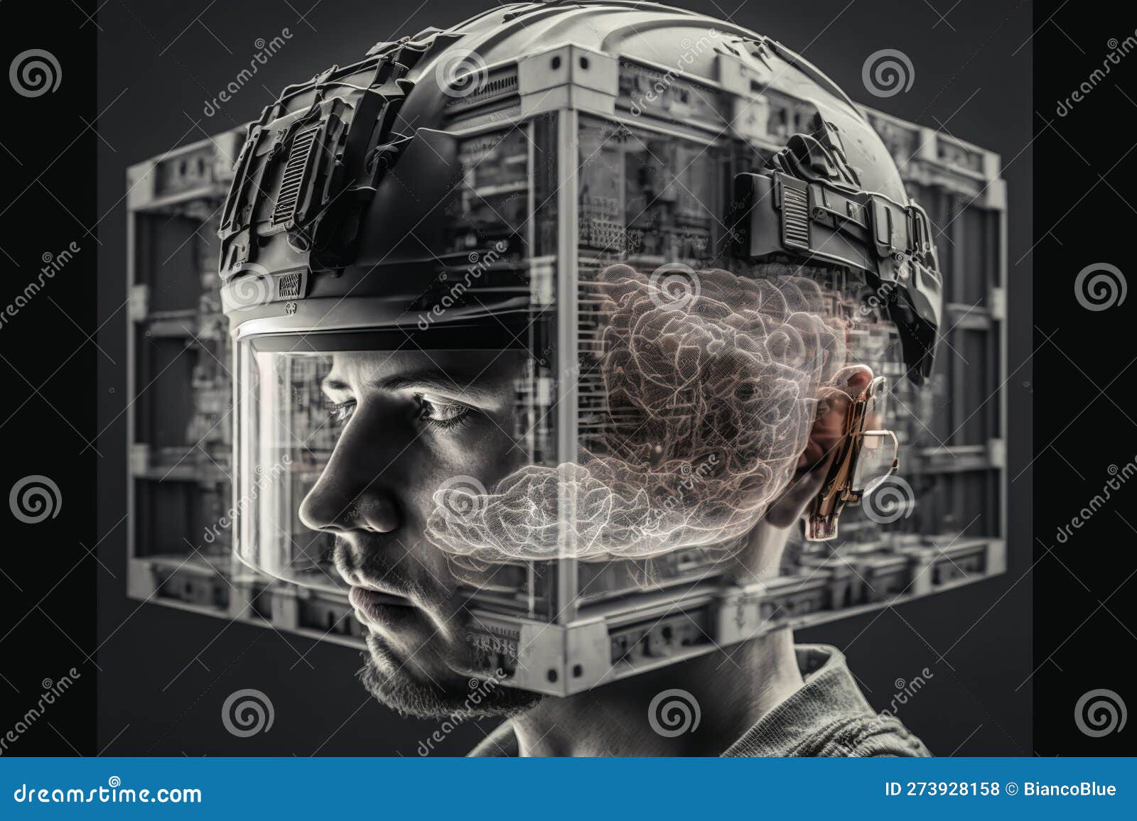 Wondrous Engineer Portrait and Electric Circuit or Wire Pattern Double ...