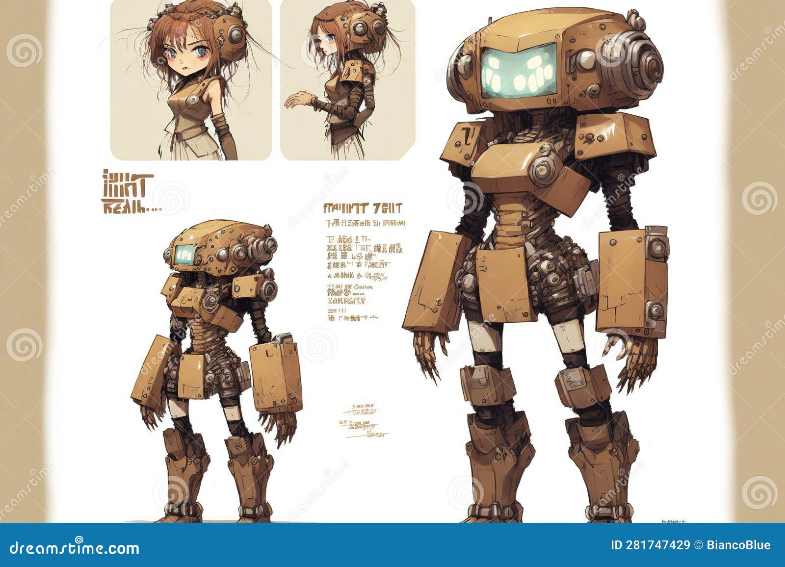 Wondrous Futuristic Sci Fi Humanoid Robot Girl In Battle Suit Character Design Stock