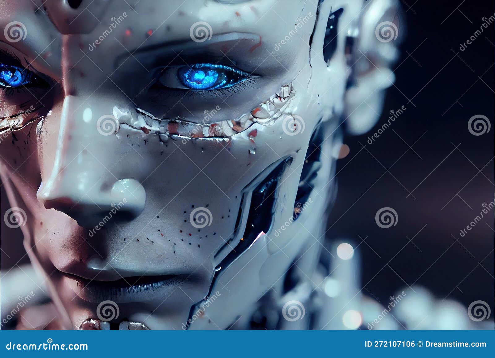 Wondrous Portrait of Artificial Intelligent Humanoid Robot in Skeleton ...