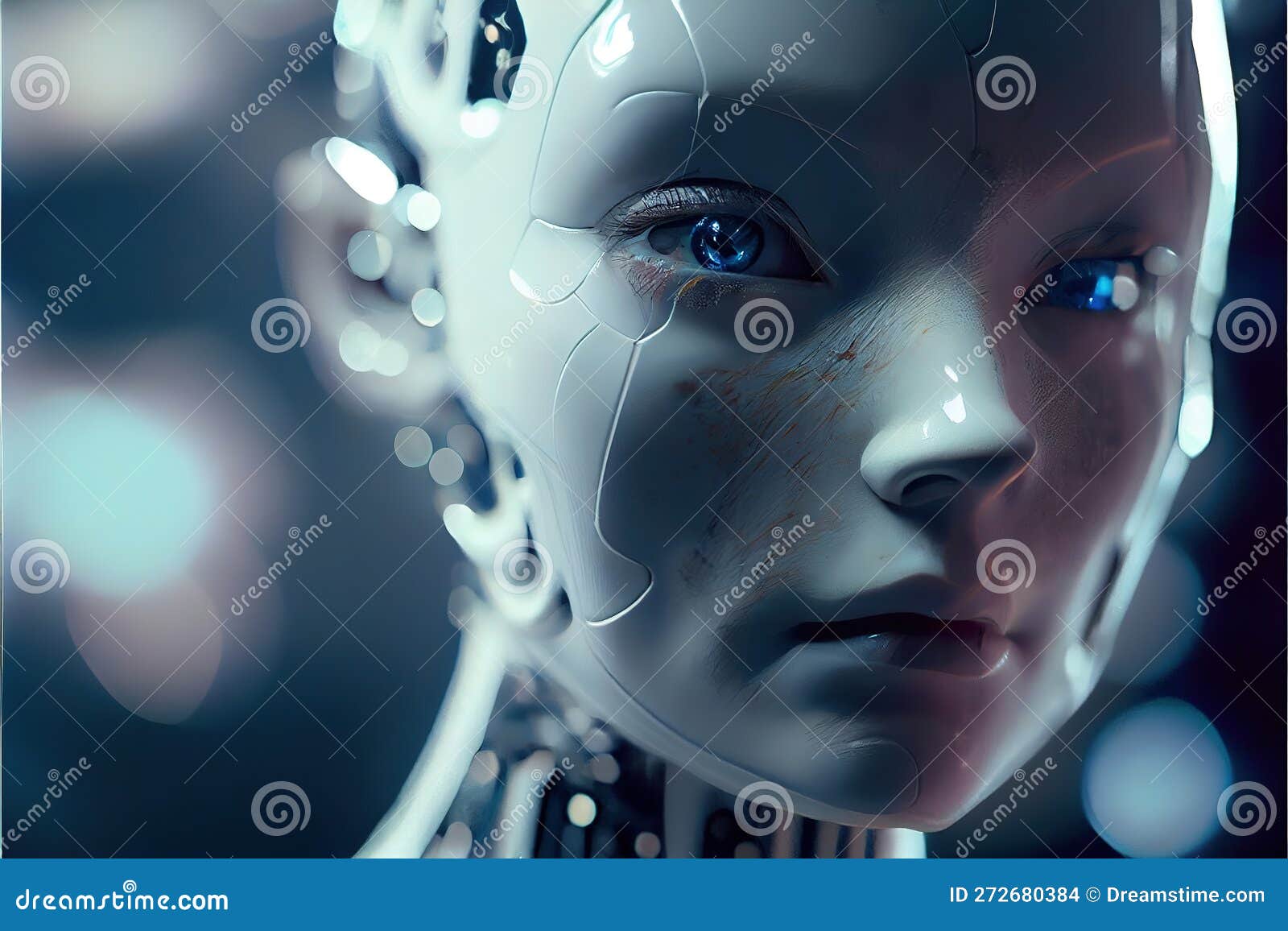 Wondrous Portrait of Artificial Intelligent Humanoid Robot in Skeleton ...